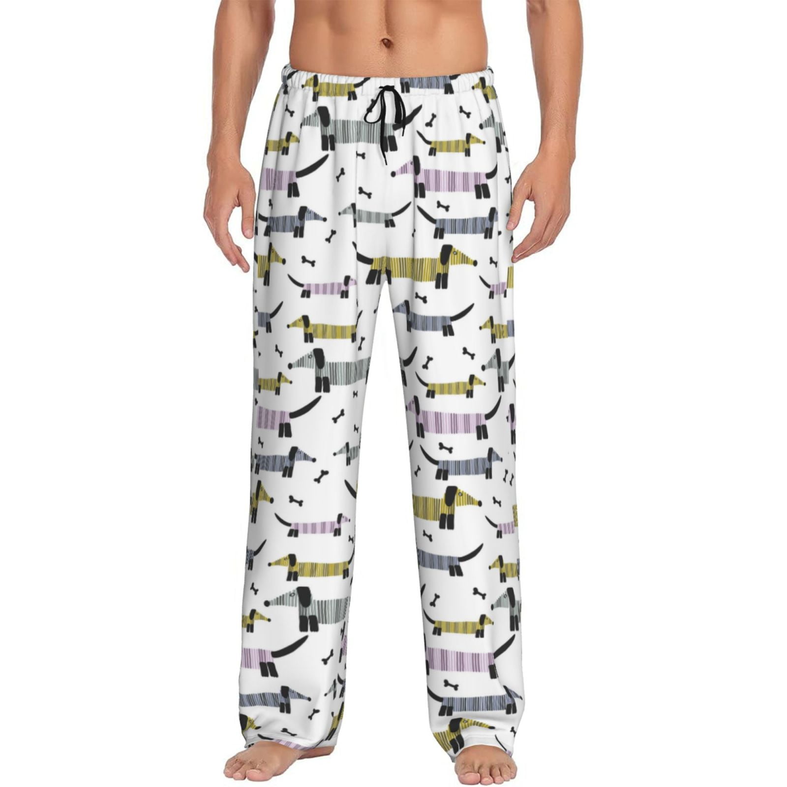 Bixox Men's Dachshund Dog Puppy Patterned Pajama Pants with Pockets ...