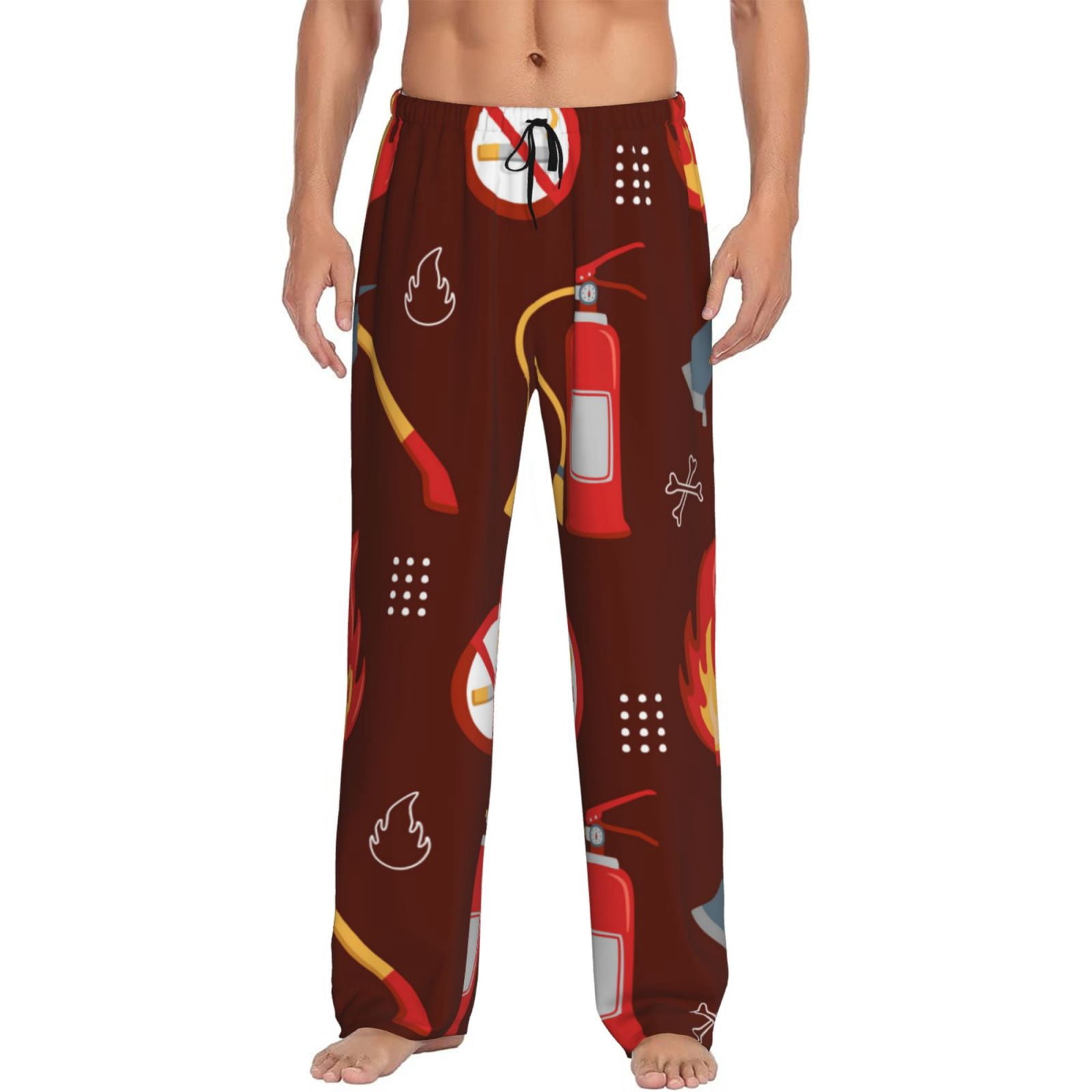 Bixox Men's Fire Extinguisher Patterned Pajama Pants with Pockets ...