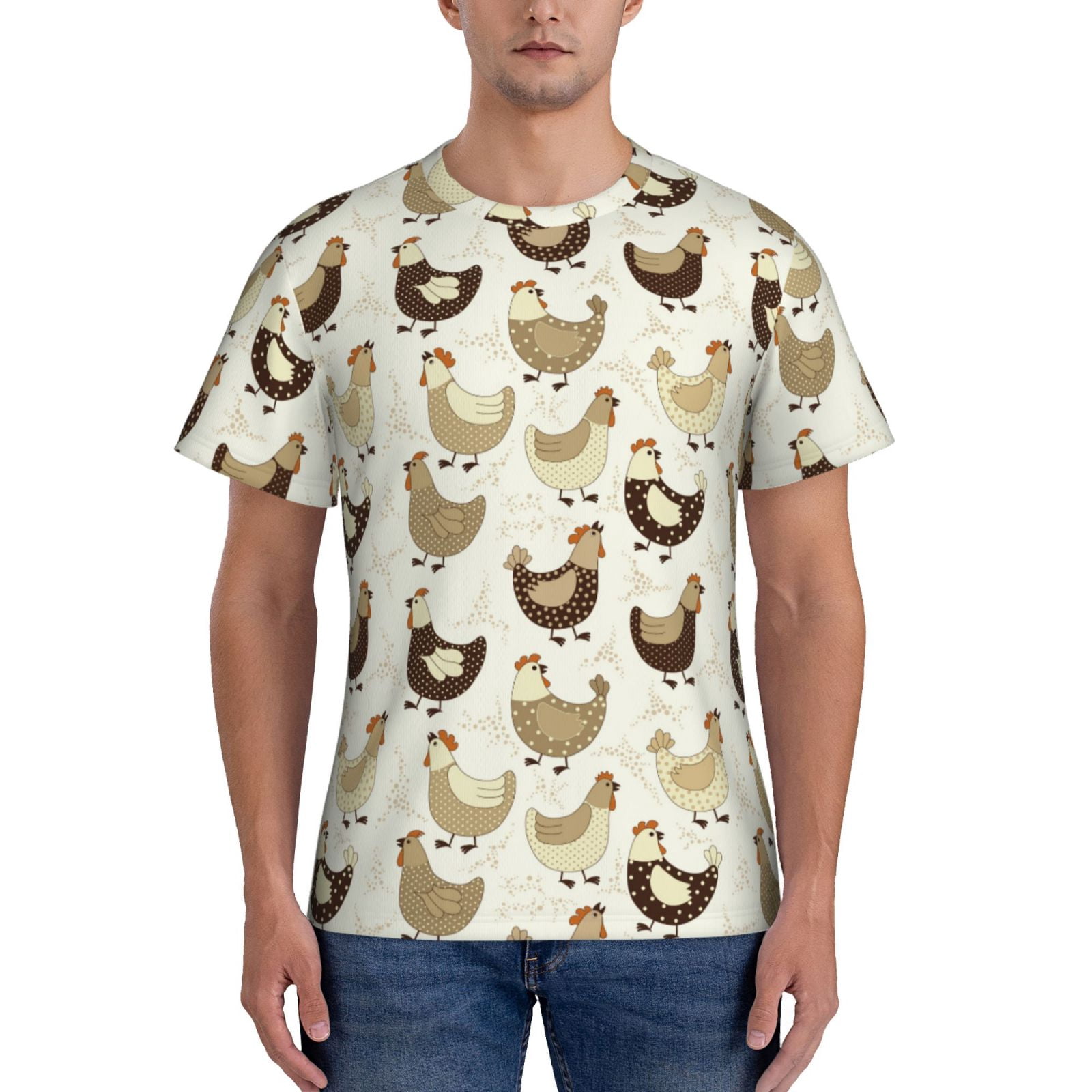 Bixox Men's Funny Chicken Printed Short Sleeve Skinny Athletic T-Shirt ...