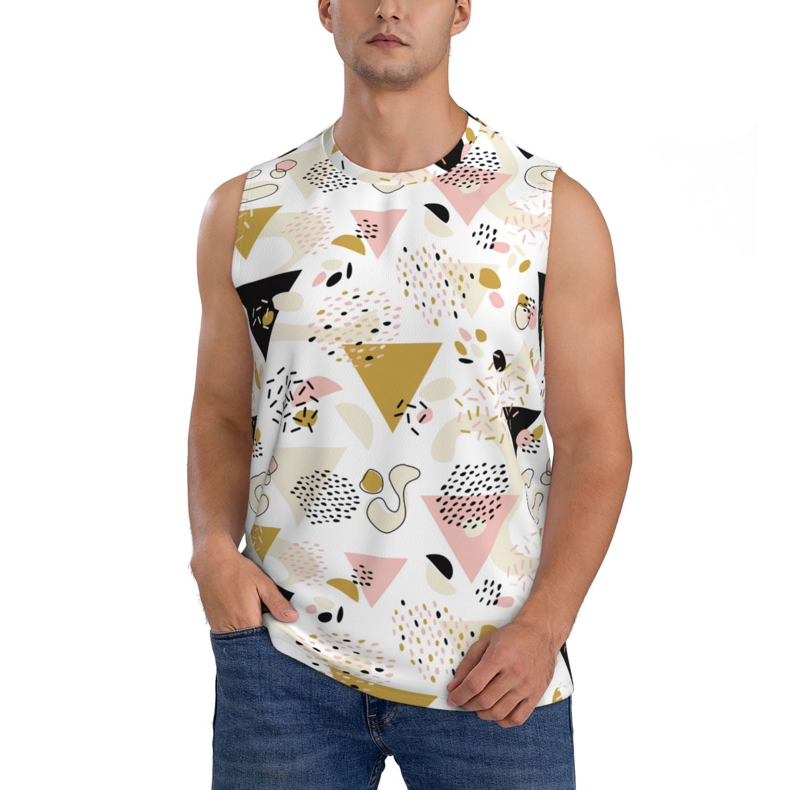 Bixox Men's Geometric Triangle Printed Shirt Sleeveless Fitness Tank ...
