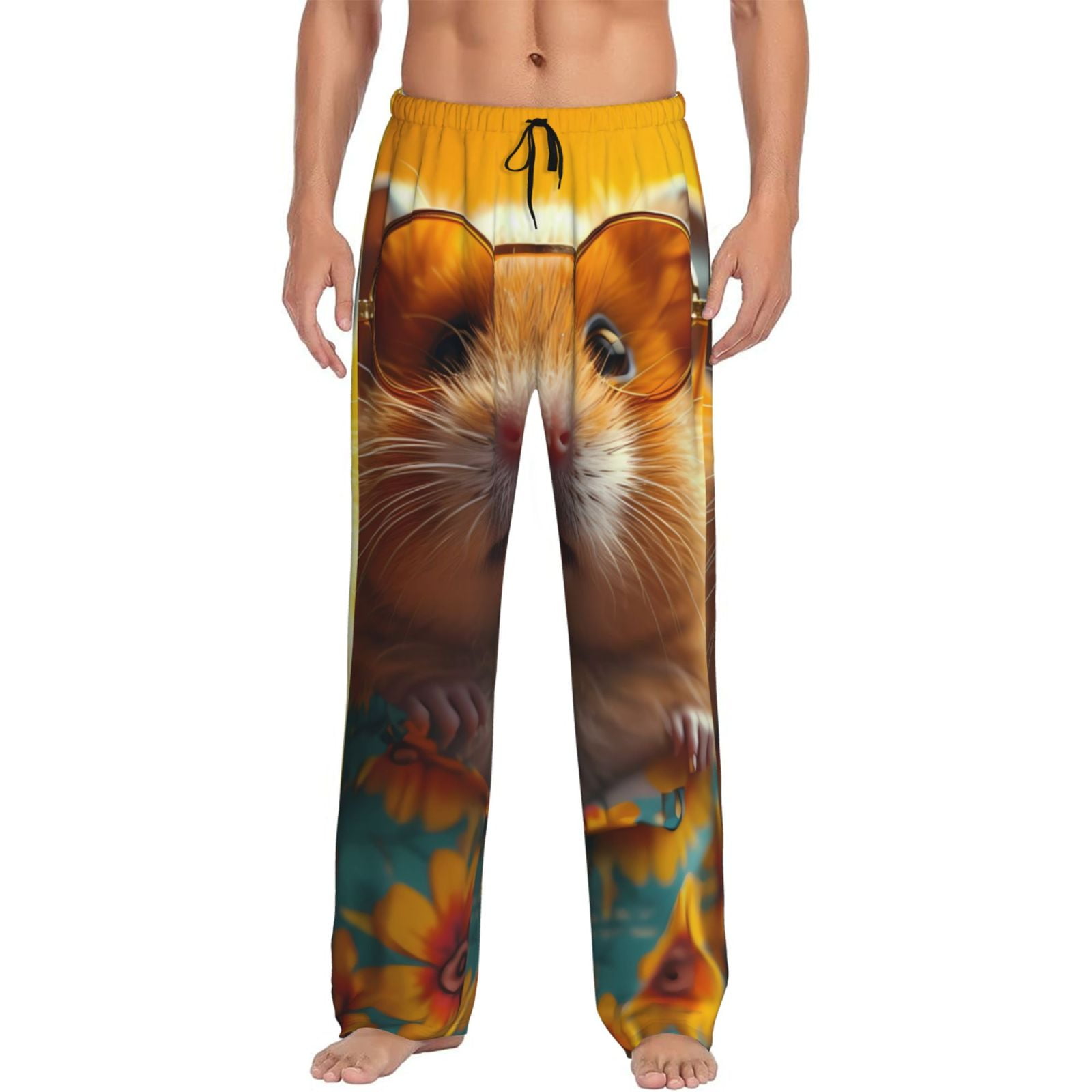 Bixox Men's Hawaiian Style Guinea Pig Patterned Pajama Pants with Pockets Lounge Clothes for ...