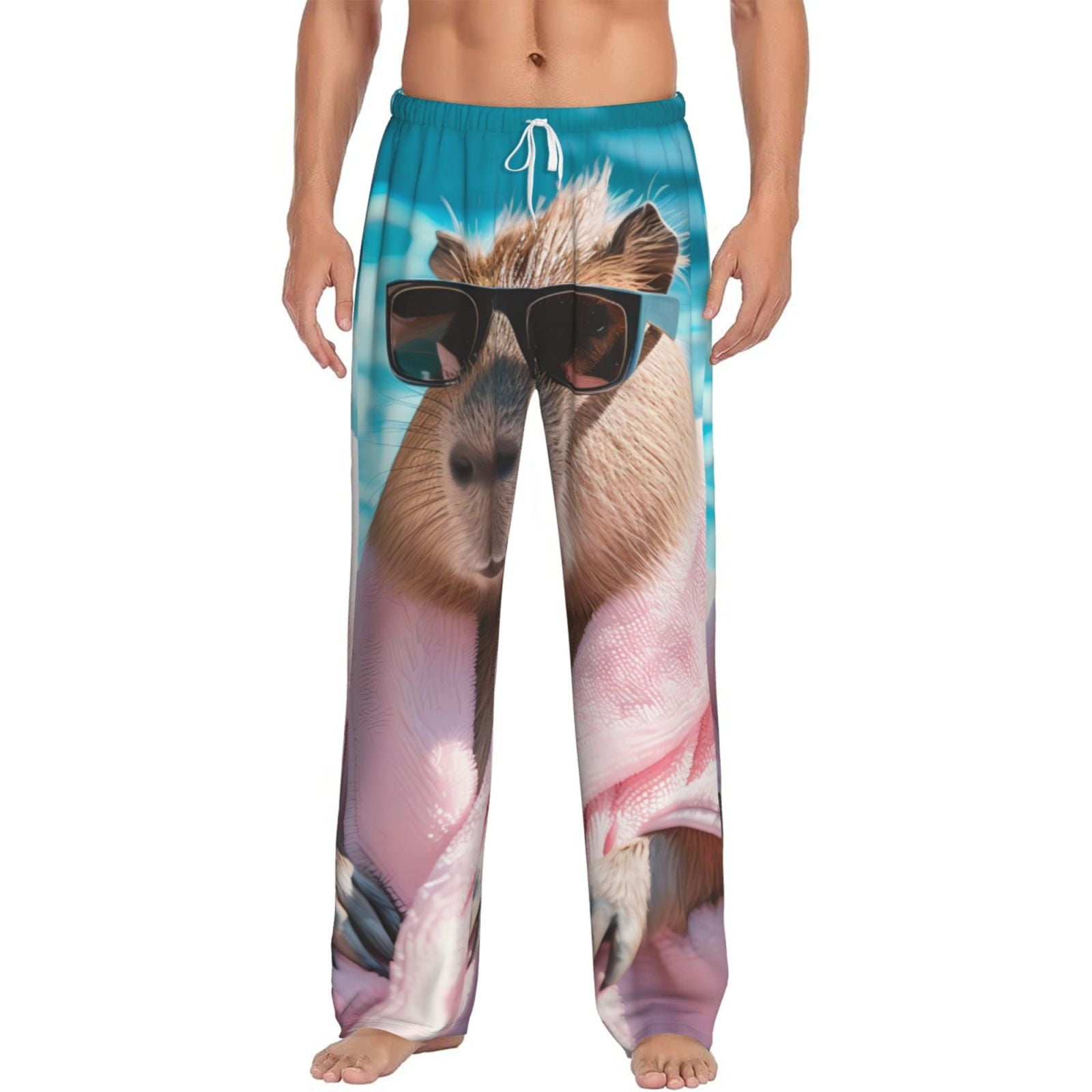 Bixox Men's Island Vacation Guinea Pig Patterned Pajama Pants with Pockets Lounge Clothes for ...