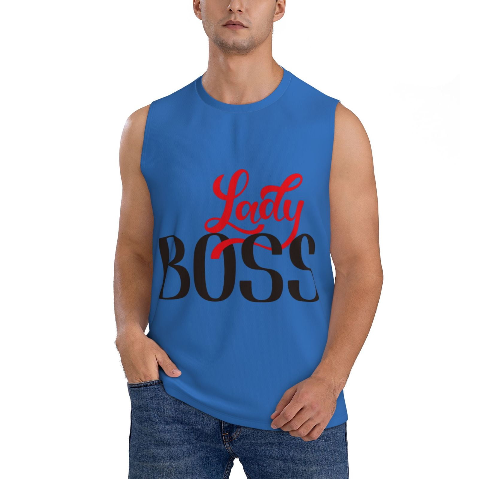 Bixox Men's Lady Boss Printed Shirt Sleeveless Fitness Tank Top-3X ...