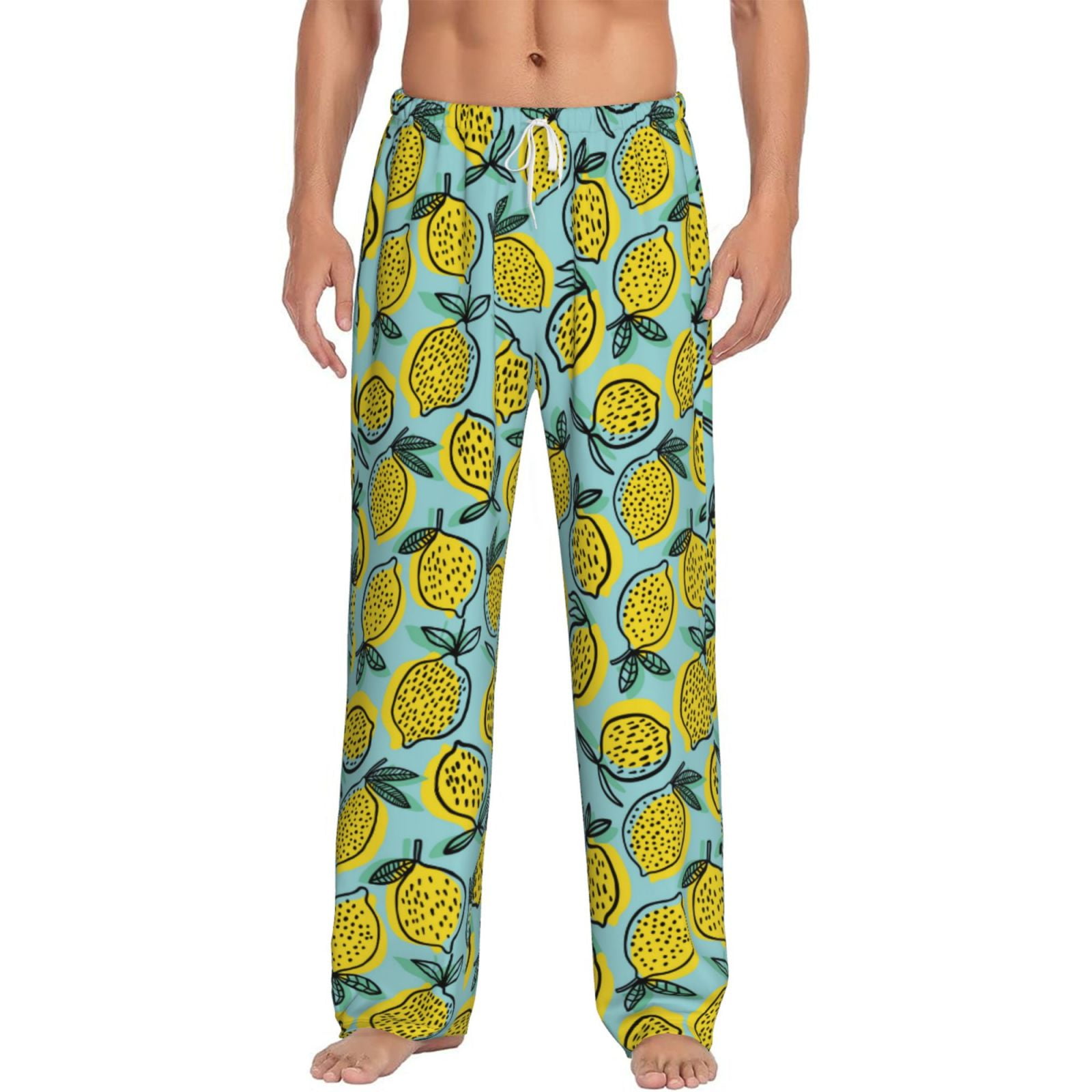 Bixox Men's Lemon Patterned Pajama Pants with Pockets Lounge Clothes ...