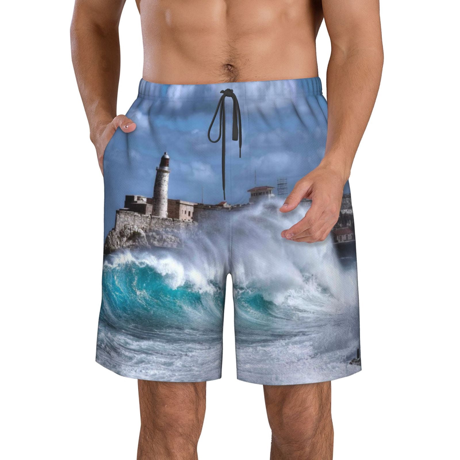 Bixox Men's Lighthouse in Havana printing Casual Classic Fit Short ...