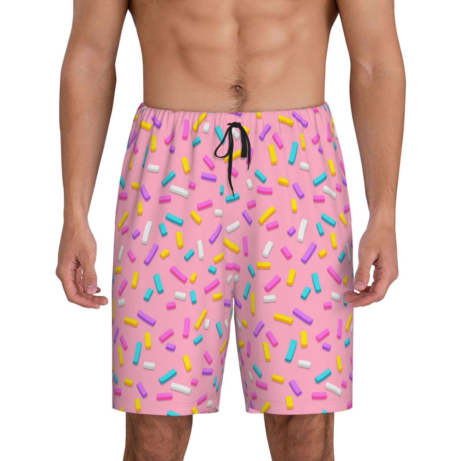 Bixox Men's Pink Donut printed lightweight casual shorts, soft sleep ...