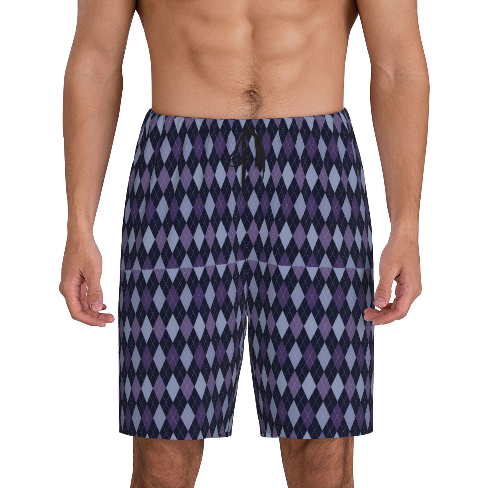Bixox Men's Purple and Blue Squares printed lightweight casual shorts ...