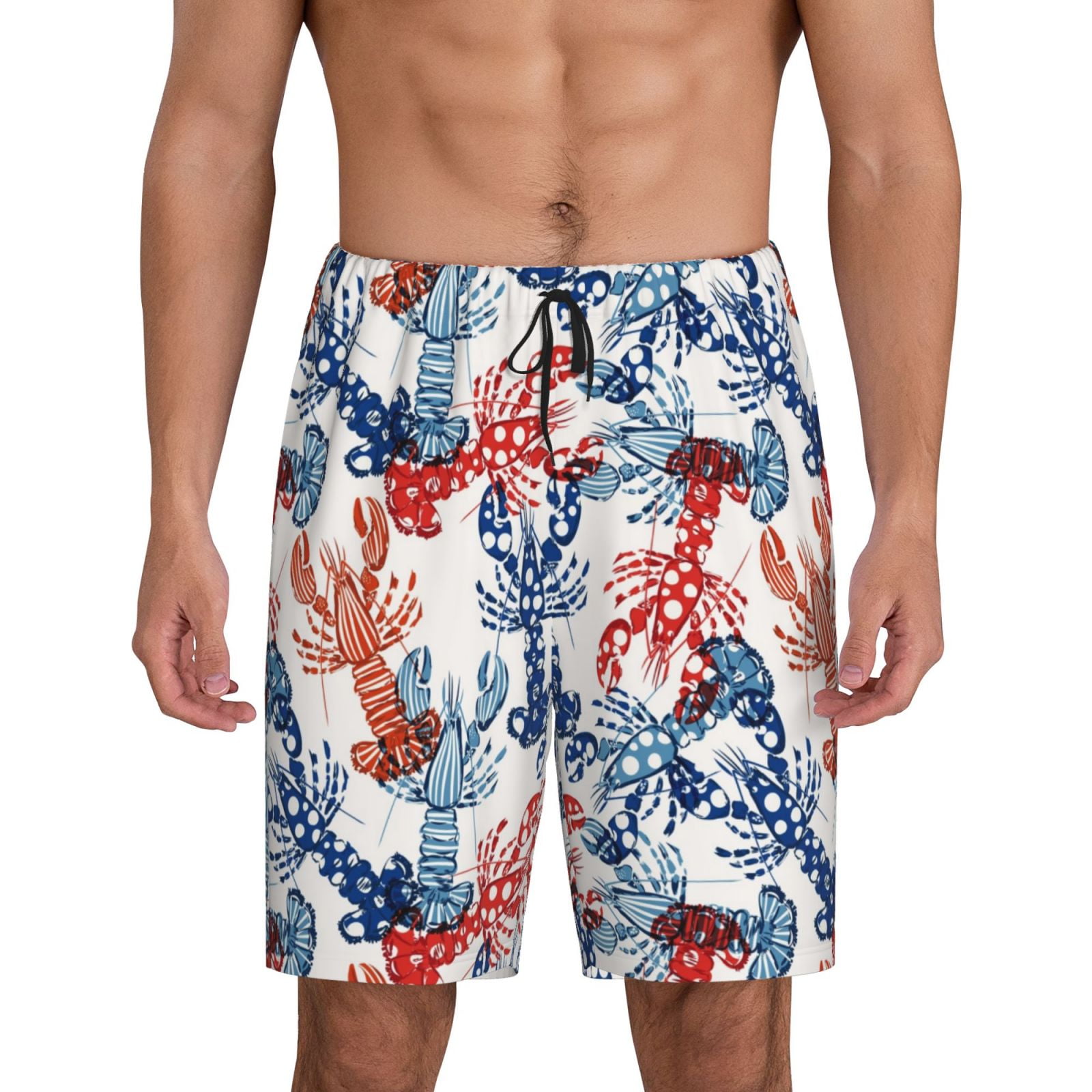 Bixox Men's Red Lobster printed lightweight casual shorts, soft sleep ...