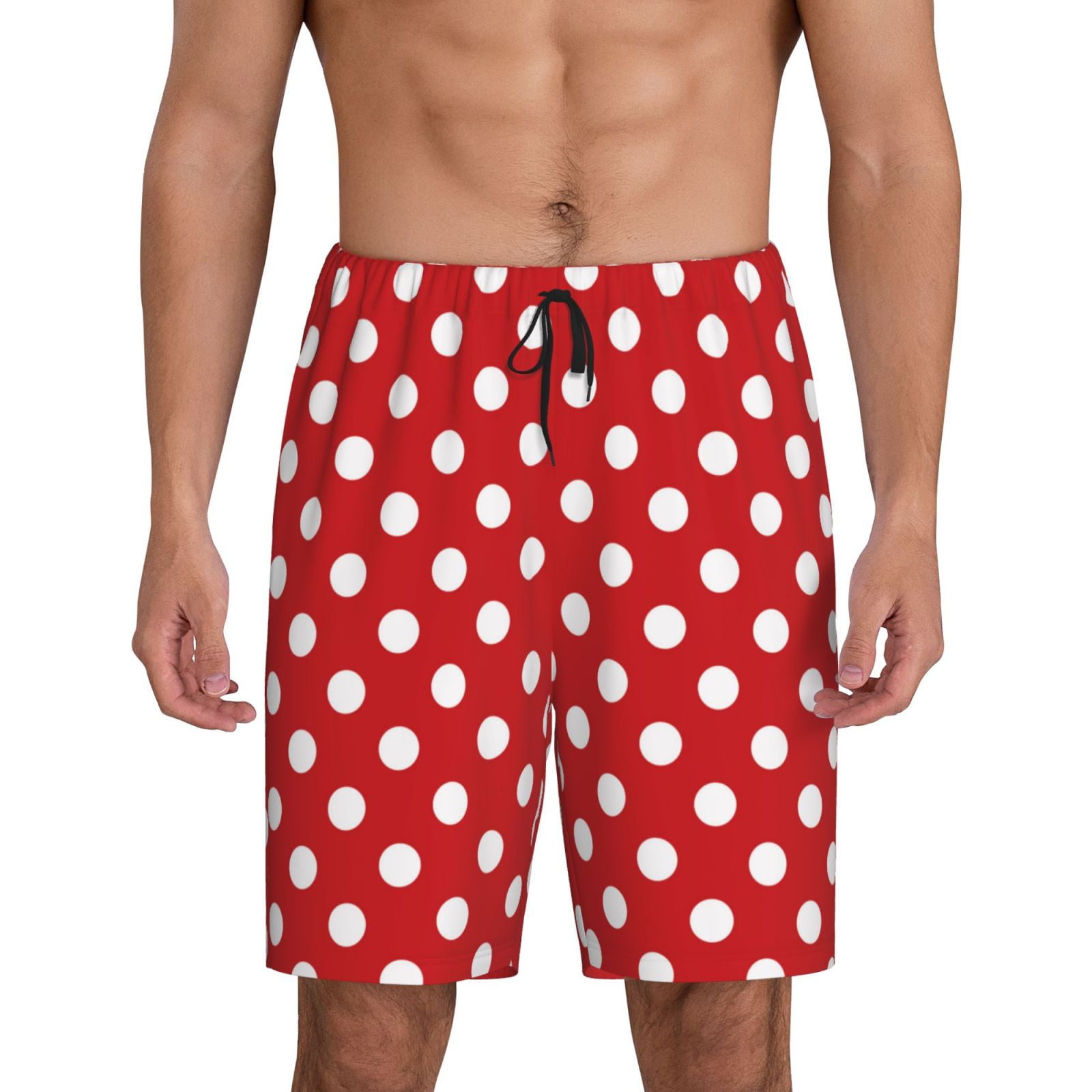 Bixox Men's Red Polka Dot printed lightweight casual shorts, soft sleep ...