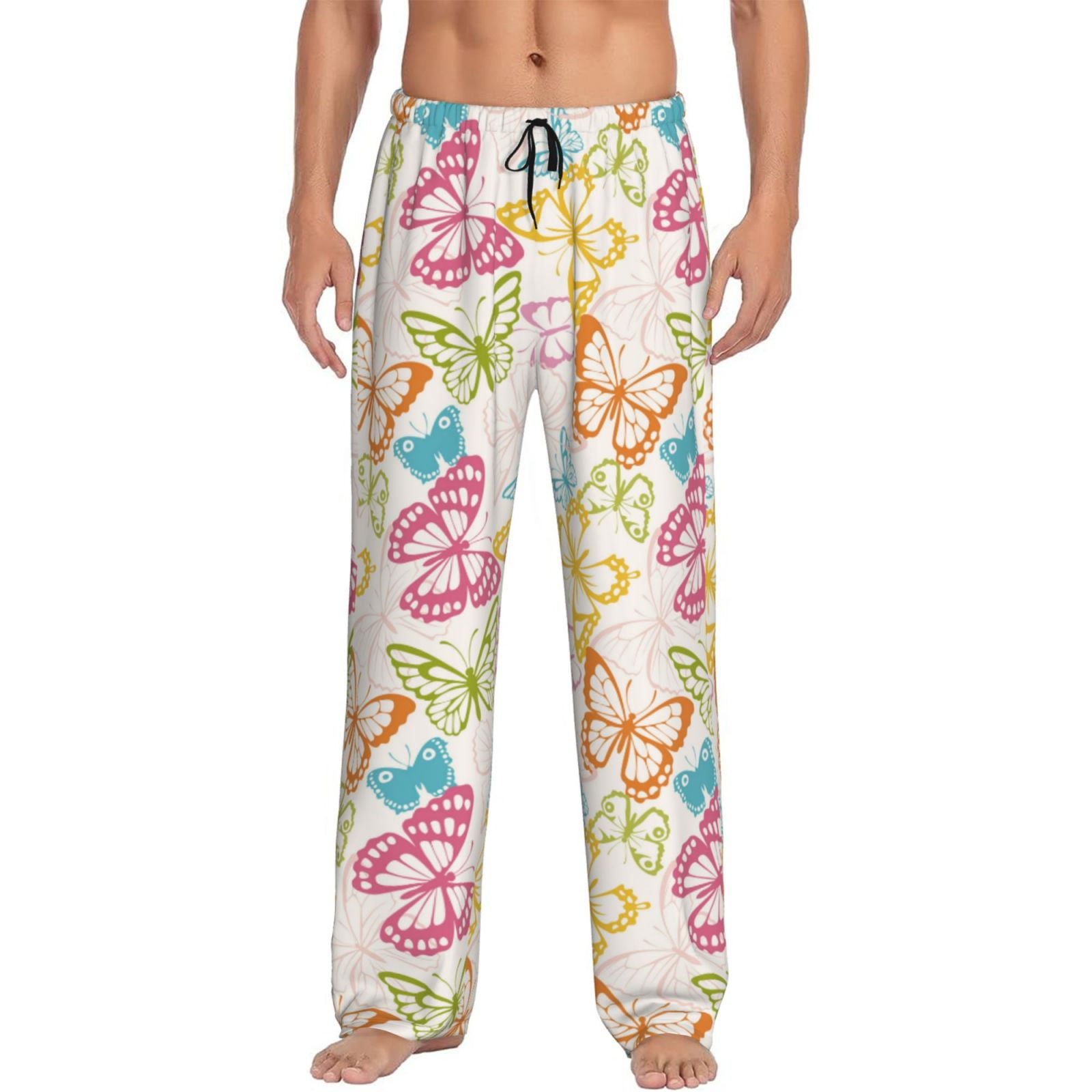 Bixox Men's Retro Colorful Butterfly Patterned Pajama Pants with ...