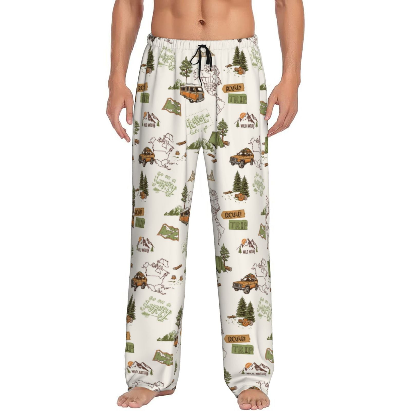 Bixox Men's Road Trip Patterned Pajama Pants with Pockets Lounge ...
