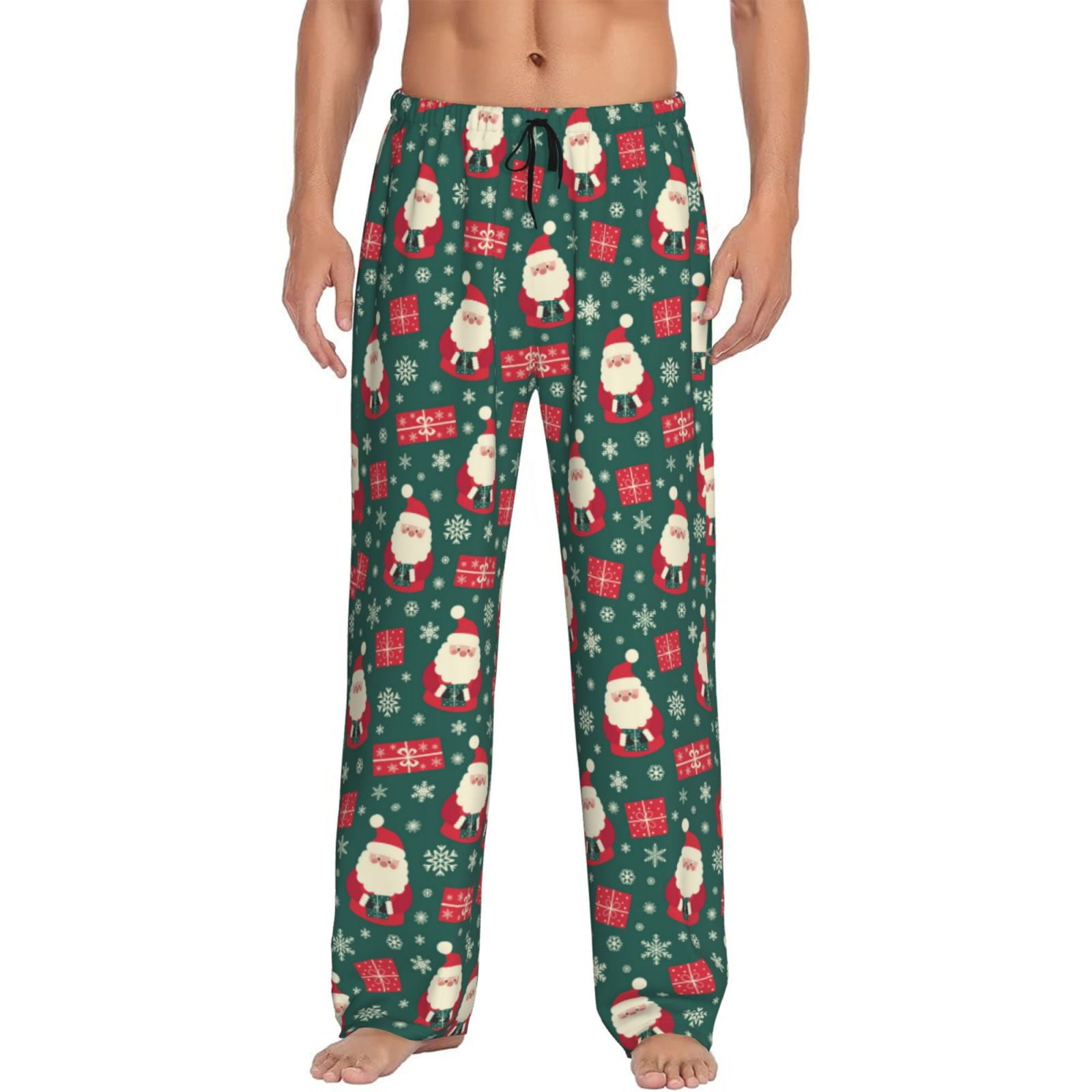 Bixox Men's Santa Claus Patterned Pajama Pants with Pockets Lounge ...