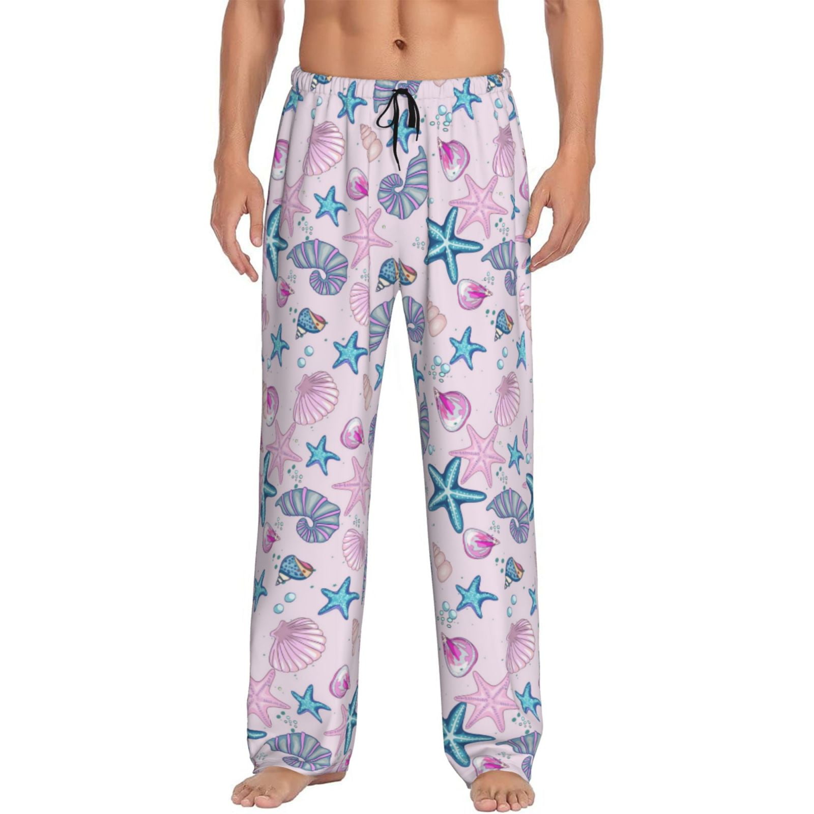 Bixox Men's Sea Shells 3 Patterned Pajama Pants with Pockets Lounge ...