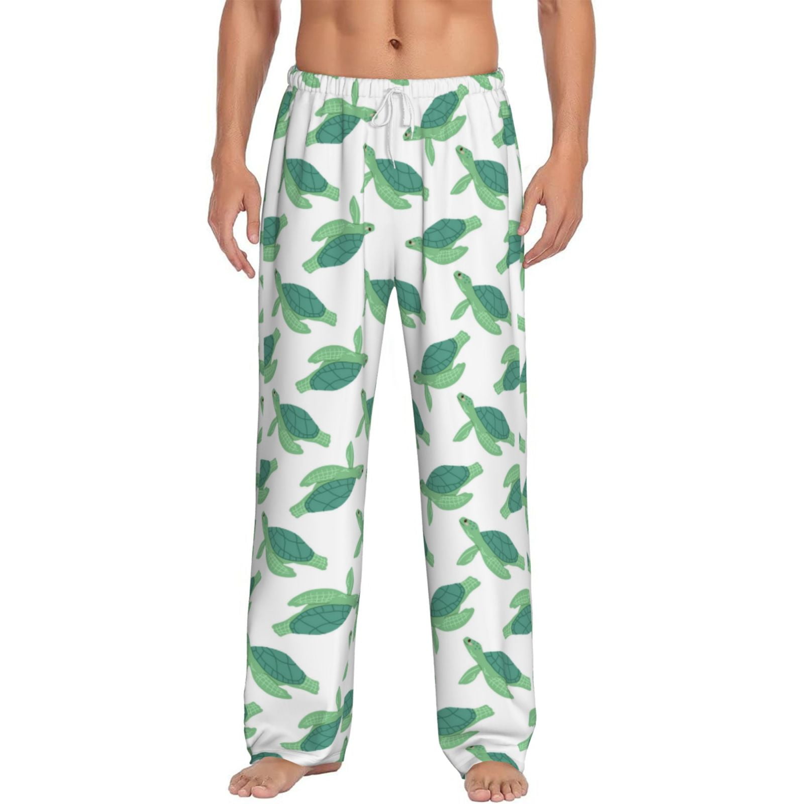 Bixox Men's Sea Turtle Patterned Pajama Pants with Pockets Lounge ...