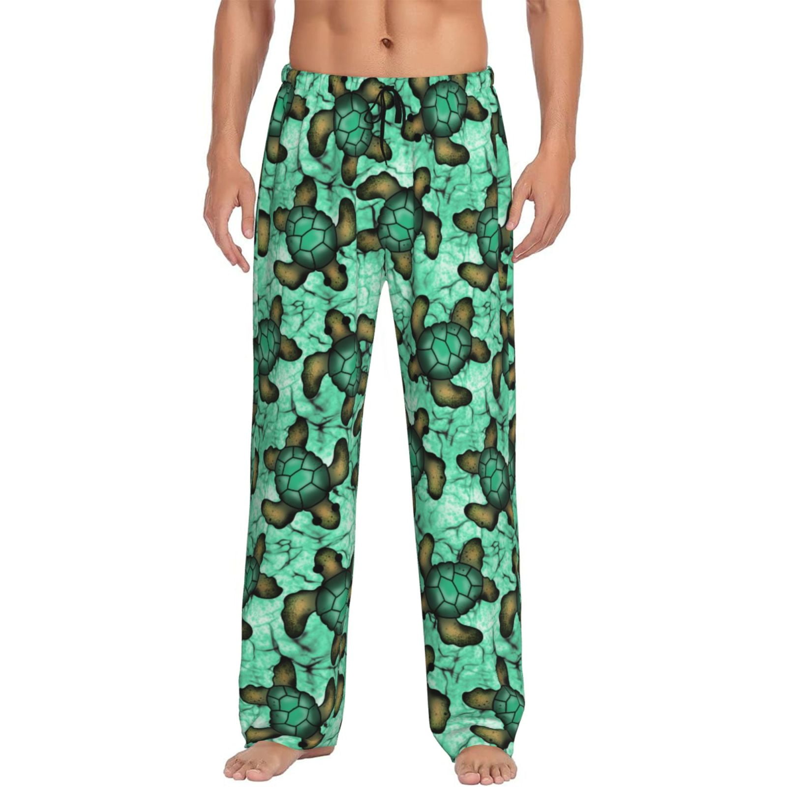 Bixox Men's Sea Turtle Patterned Pajama Pants with Pockets Lounge ...