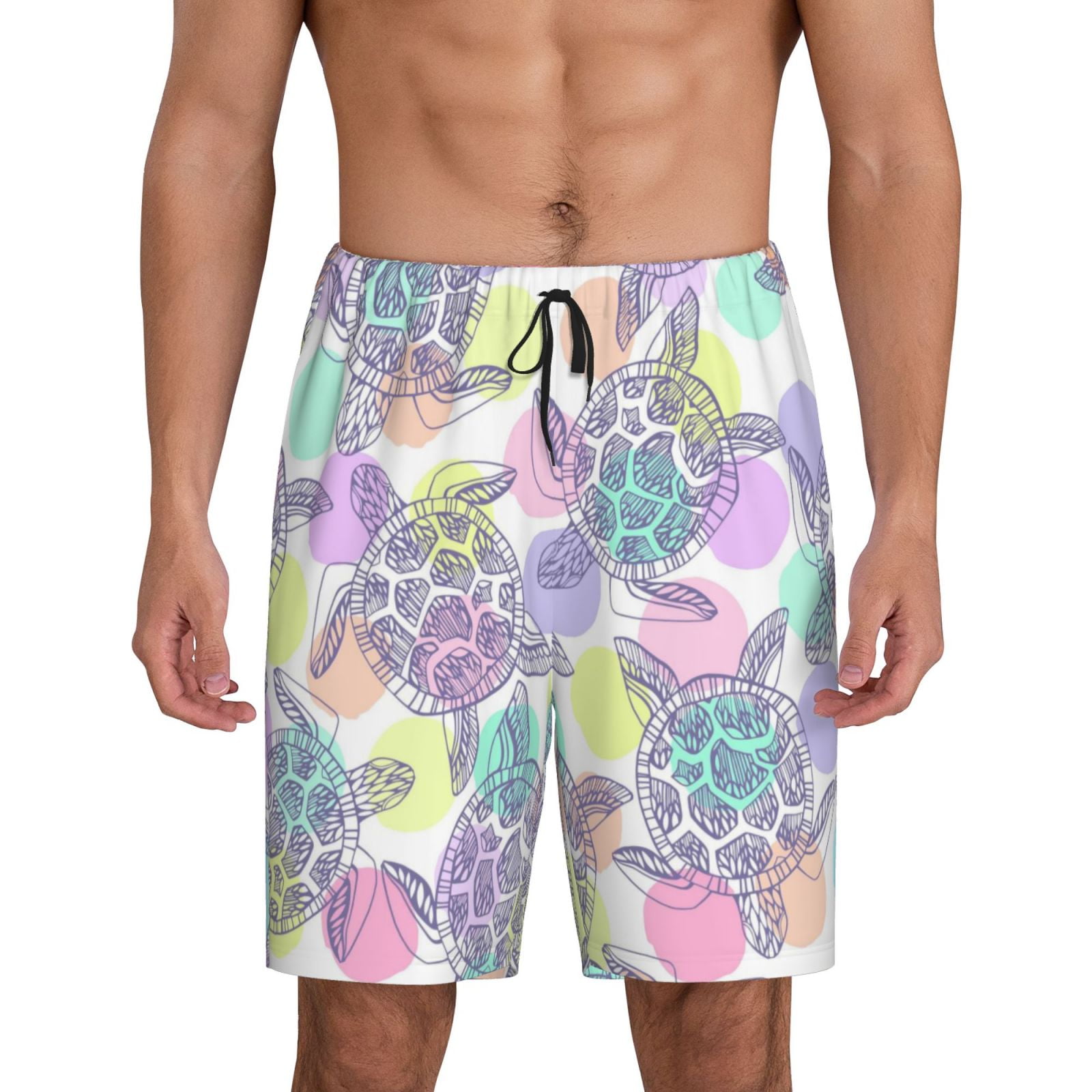 Bixox Men's Sea Turtles printed lightweight casual shorts, soft sleep ...