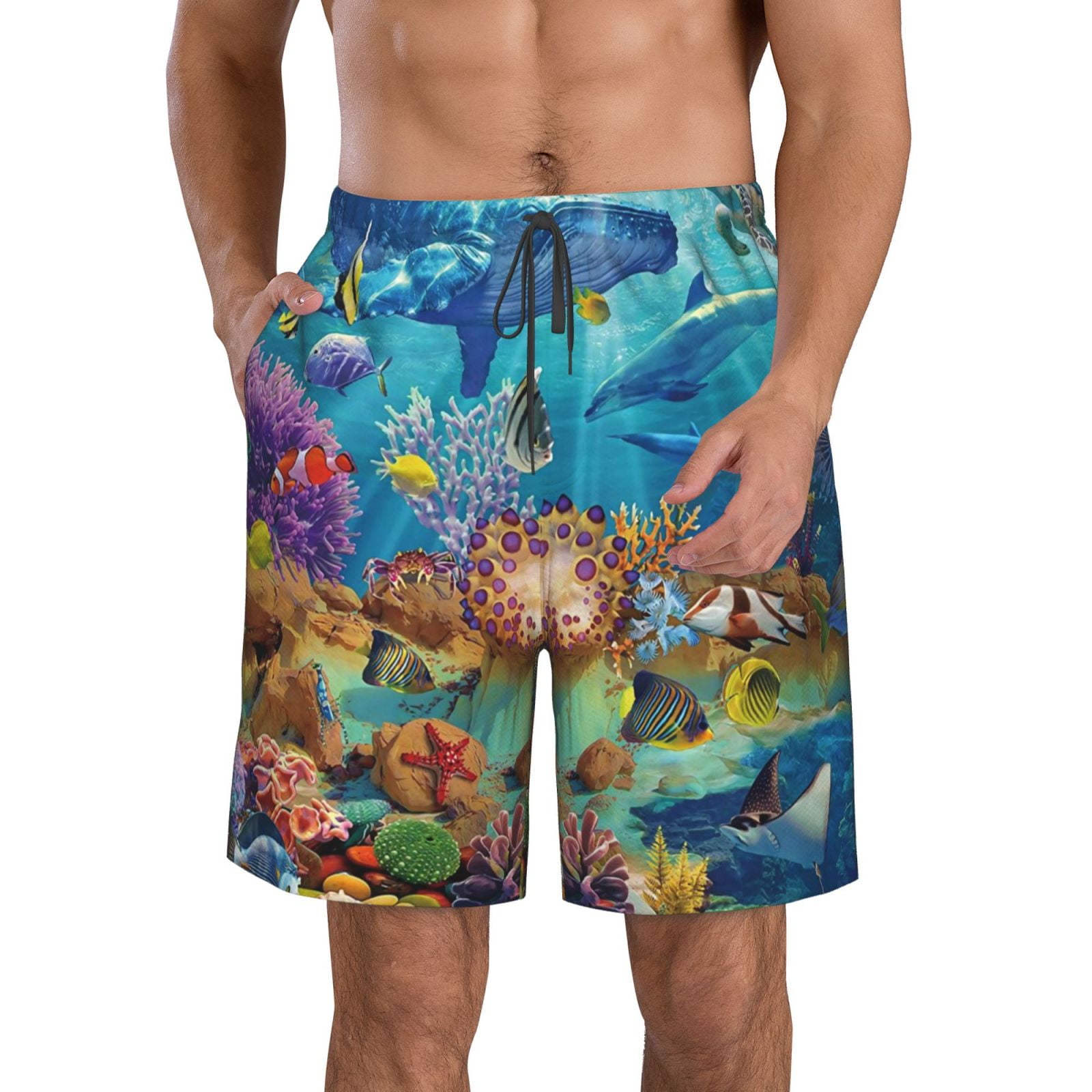 Bixox Men's Sea World printing Casual Classic Fit Short Summer Beach ...