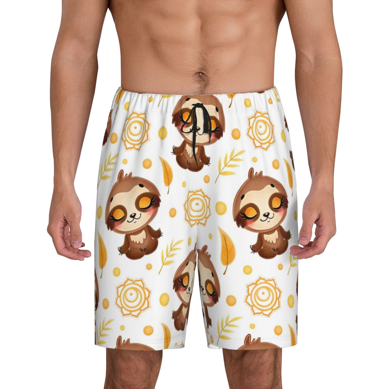 Bixox Men's Sloth Yoga printed lightweight casual shorts, soft sleep ...