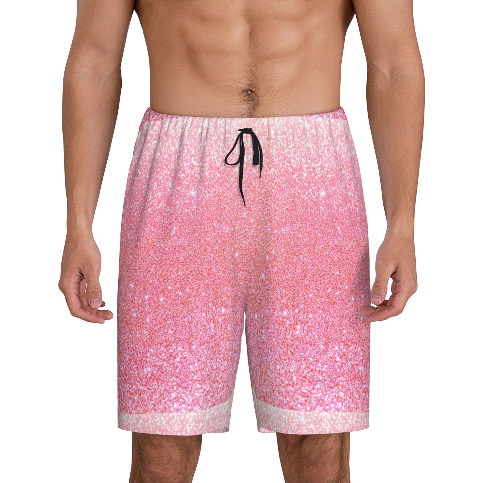 Bixox Men's Sparkly Pink Glitter printed lightweight casual shorts ...