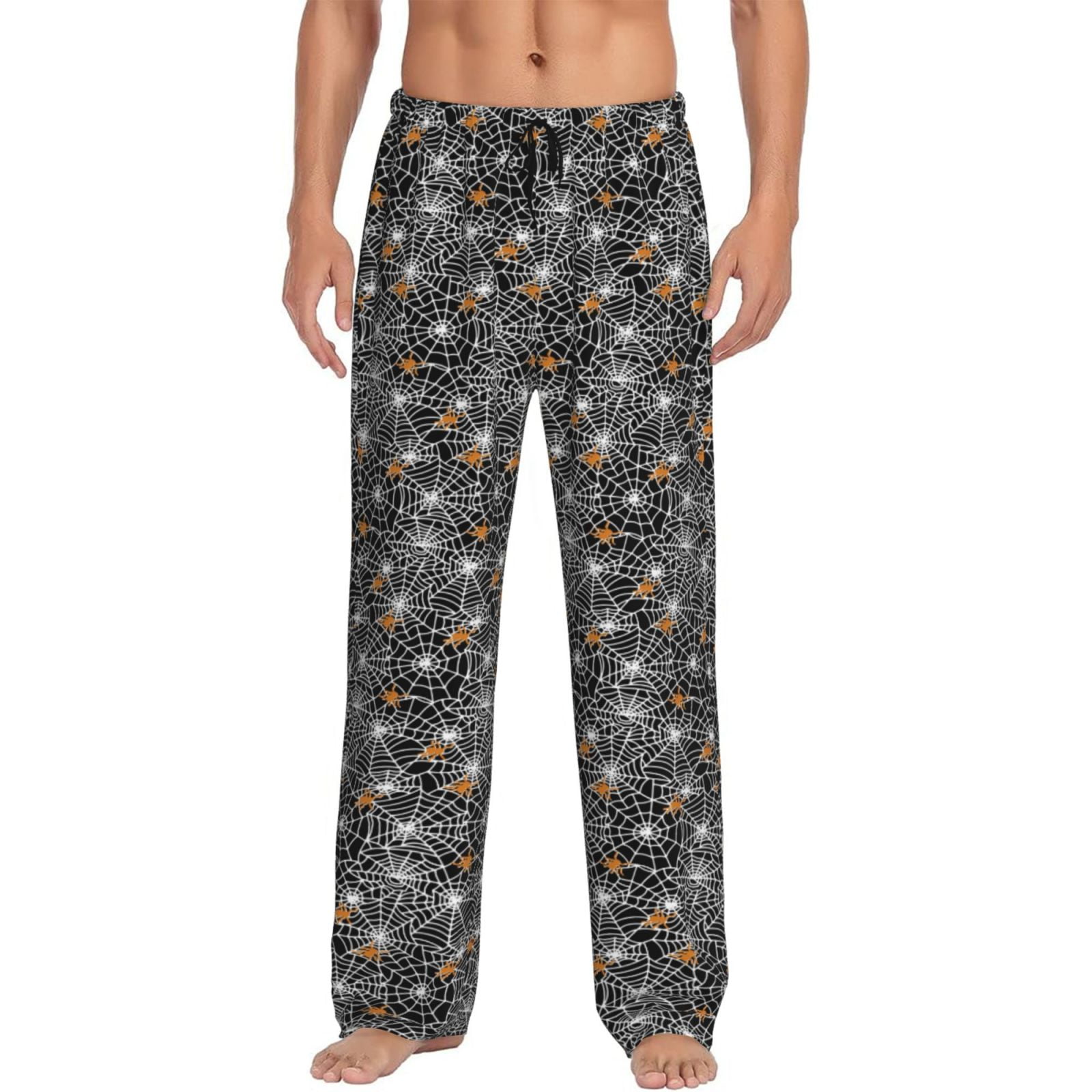 Bixox Men's Spider Cobweb Patterned Pajama Pants with Pockets Lounge ...