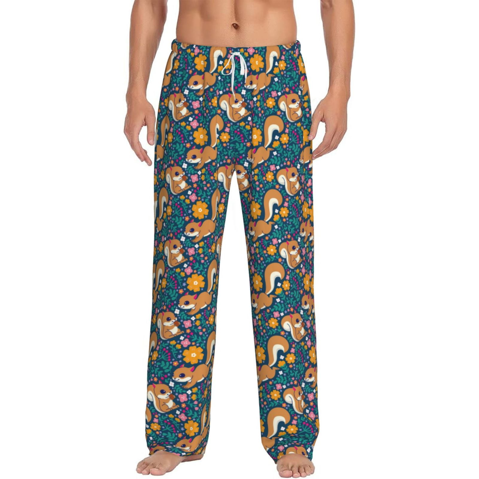 Bixox Men's Squirrel Garden Delight Patterned Pajama Pants with Pockets ...
