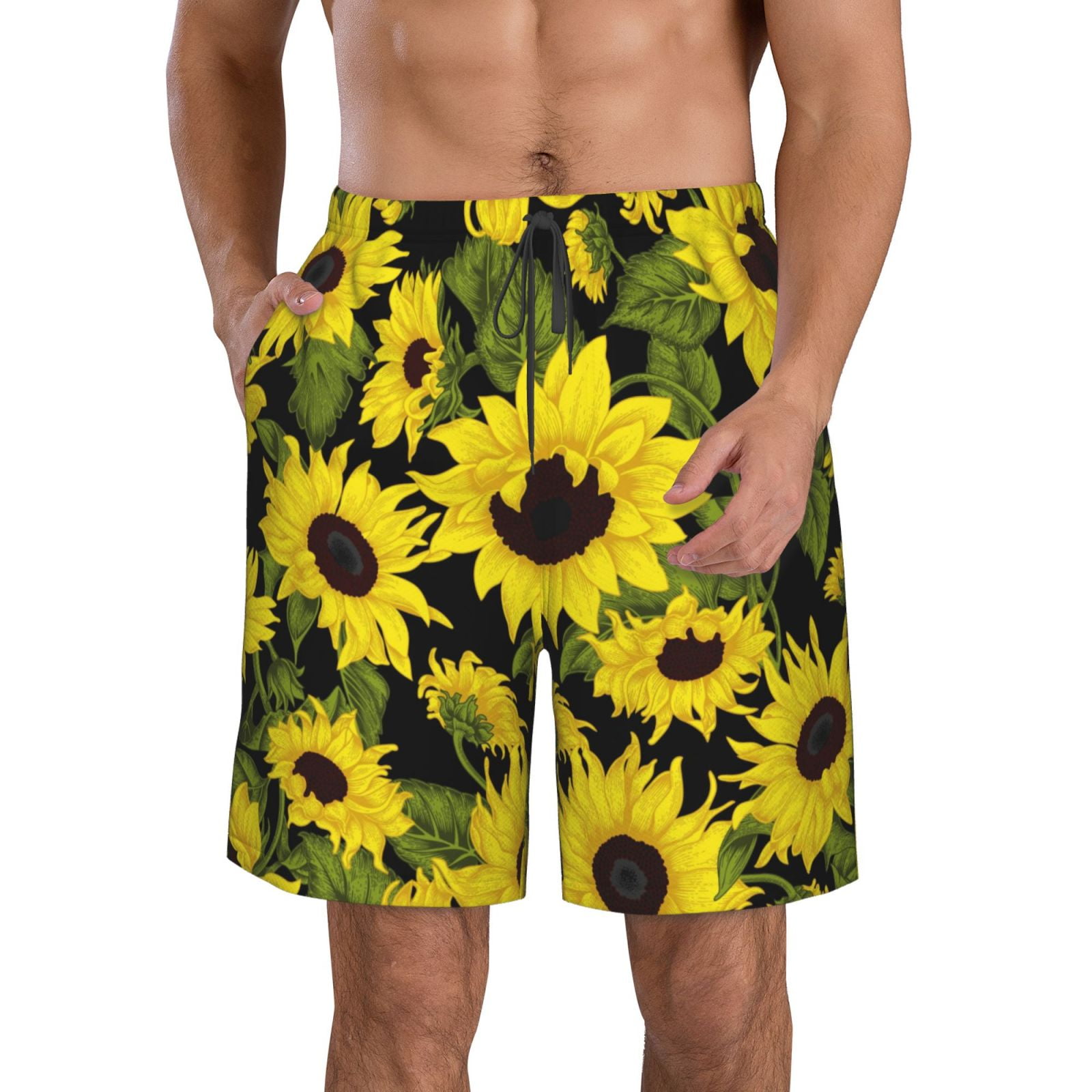 Bixox Men's Sunflowers In Vintage printing Casual Classic Fit Short ...