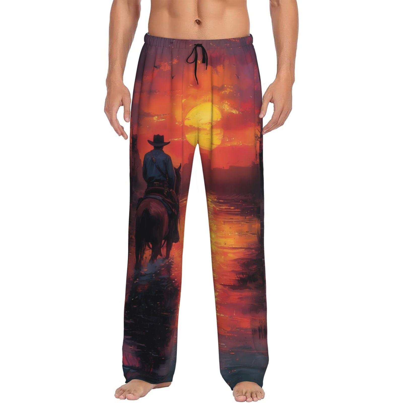 Bixox Men's Sunset River Western Cowboy Patterned Pajama Pants with ...