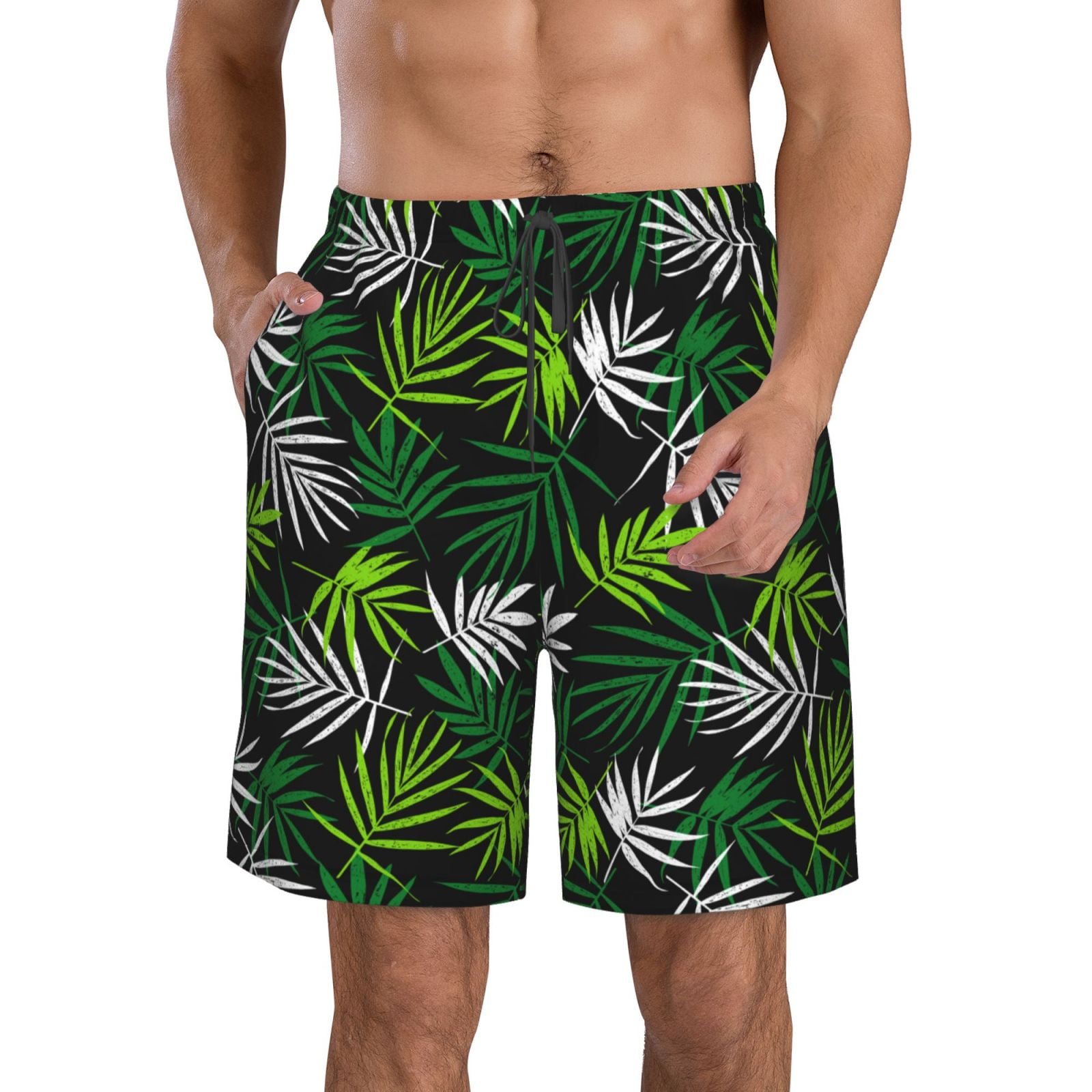 Bixox Men's Tropical Leaves1 printing Casual Classic Fit Short Summer ...