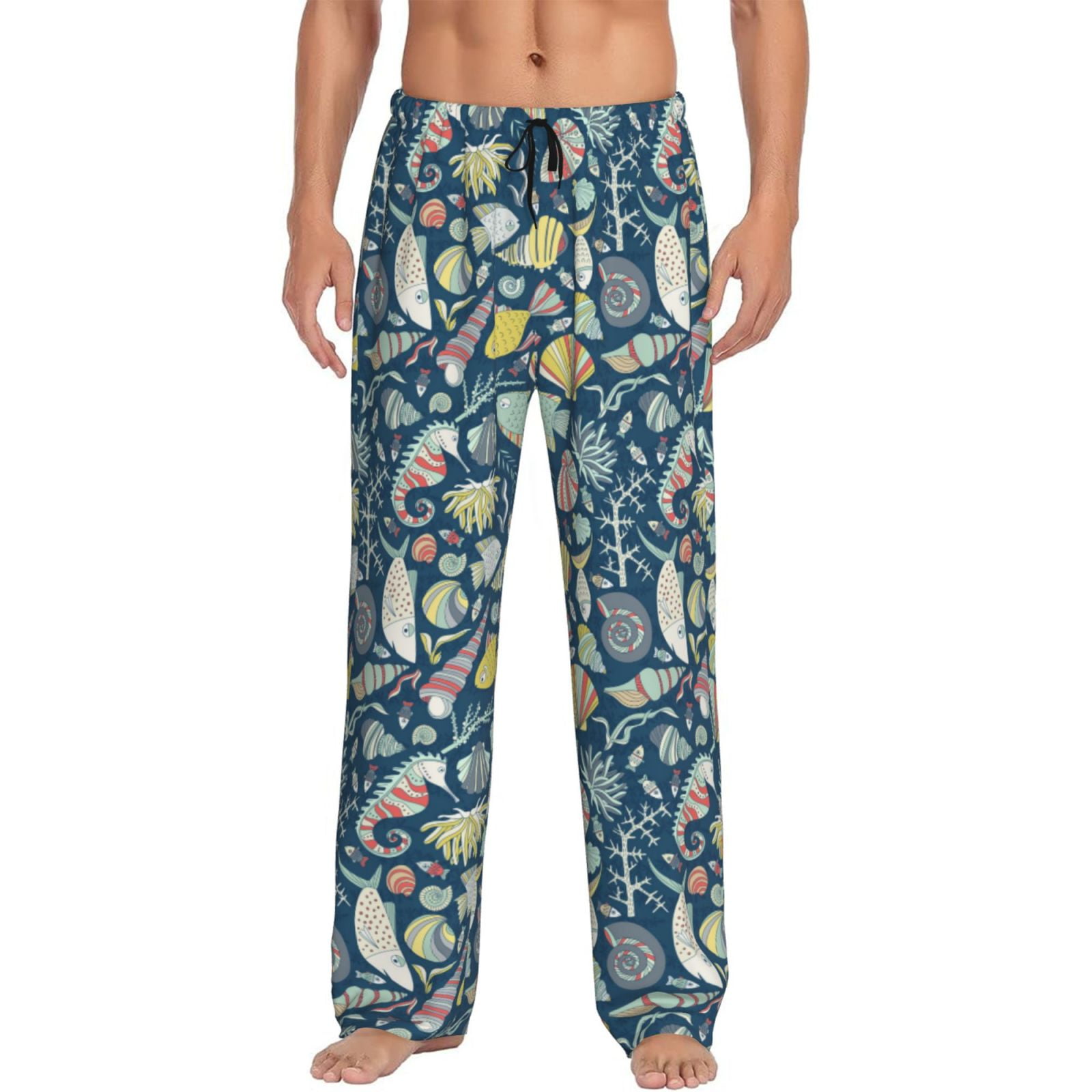 Bixox Men's Underwater Creature Patterned Pajama Pants with Pockets ...
