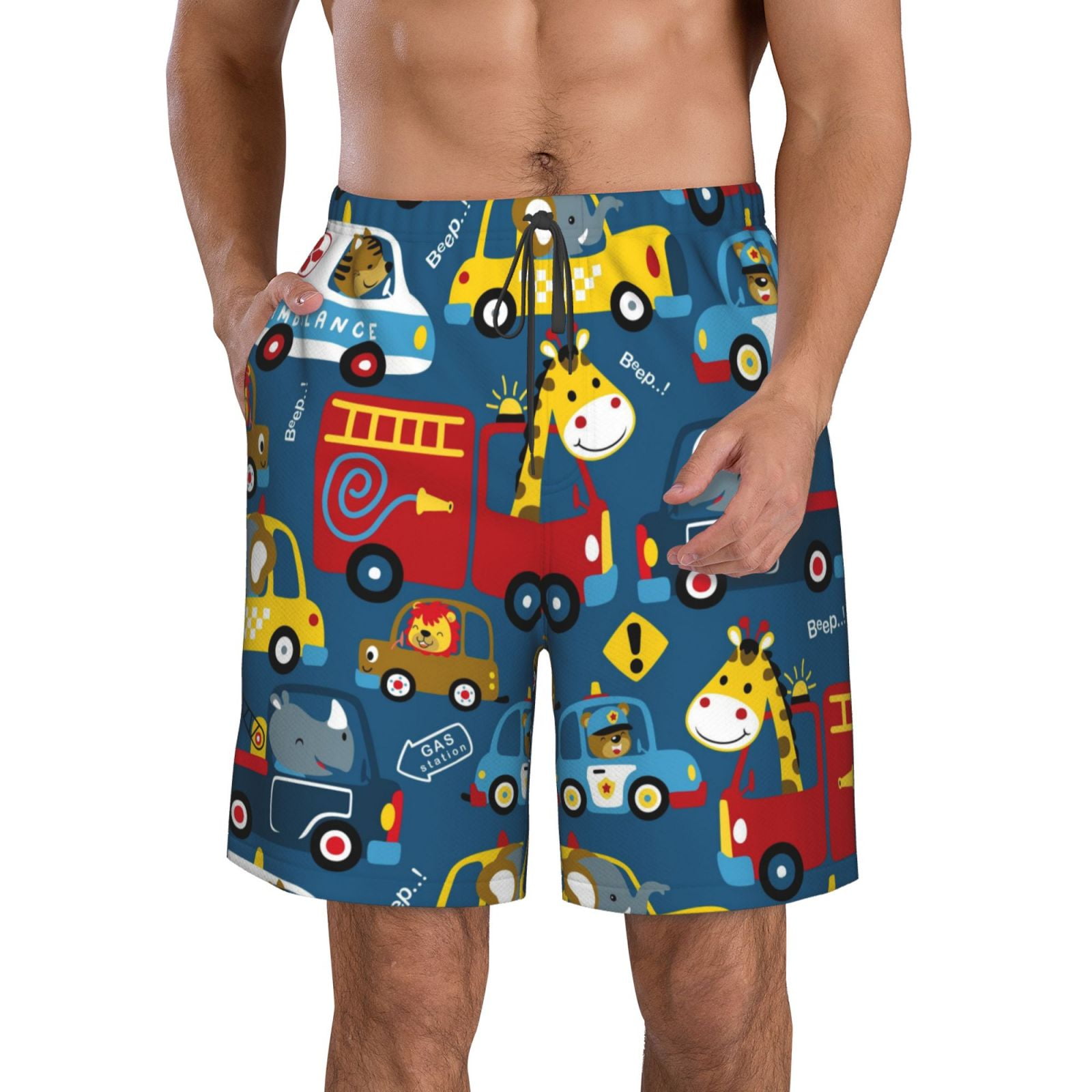 Bixox Men's Vehicles Cartoon with Funny Drivers printing Casual Classic ...