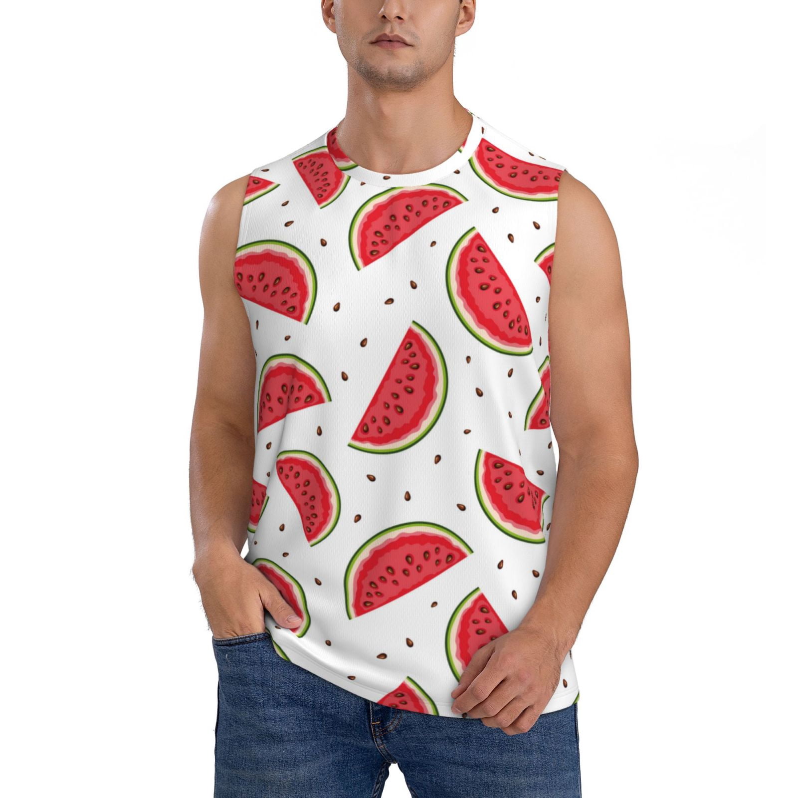 Bixox Men's Watermelon Printed Shirt Sleeveless Fitness Tank Top-XX ...