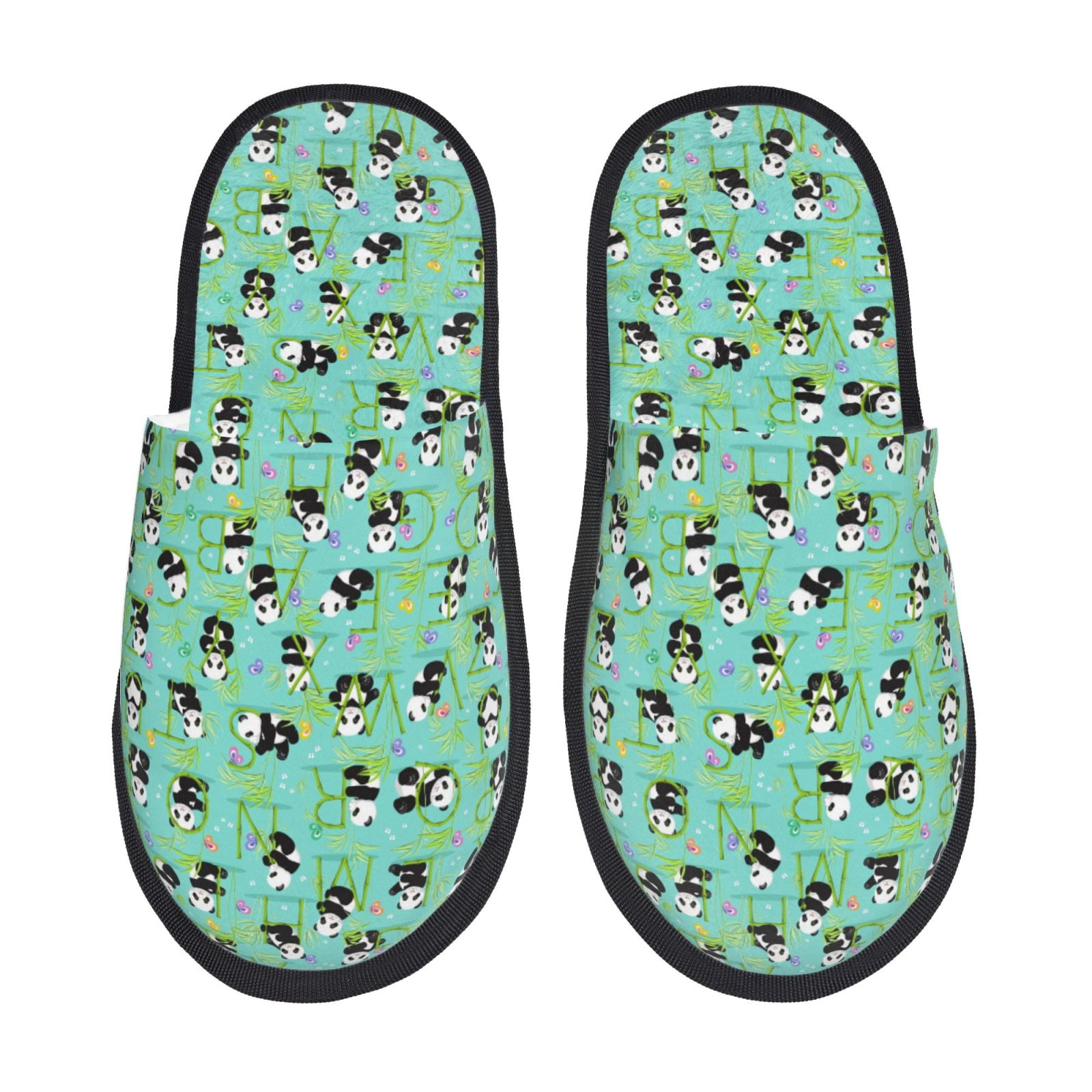 Bixox Men's Women's Alphabet And Panda Patterned Plush House Slippers ...