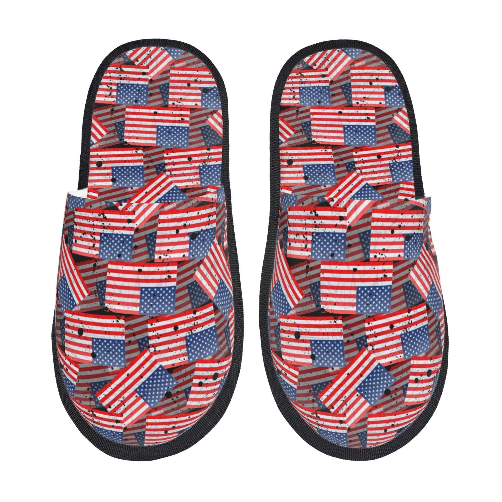 Bixox Men's Women's America Flags1 Patterned Plush House Slippers ...