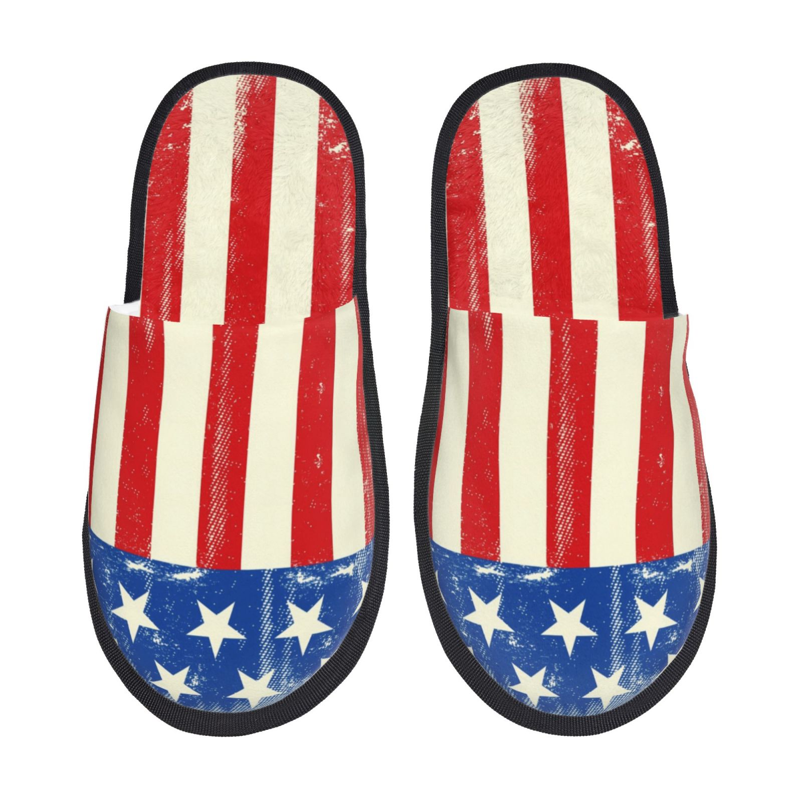 Bixox Men's Women's America Flags2 Patterned Plush House Slippers ...