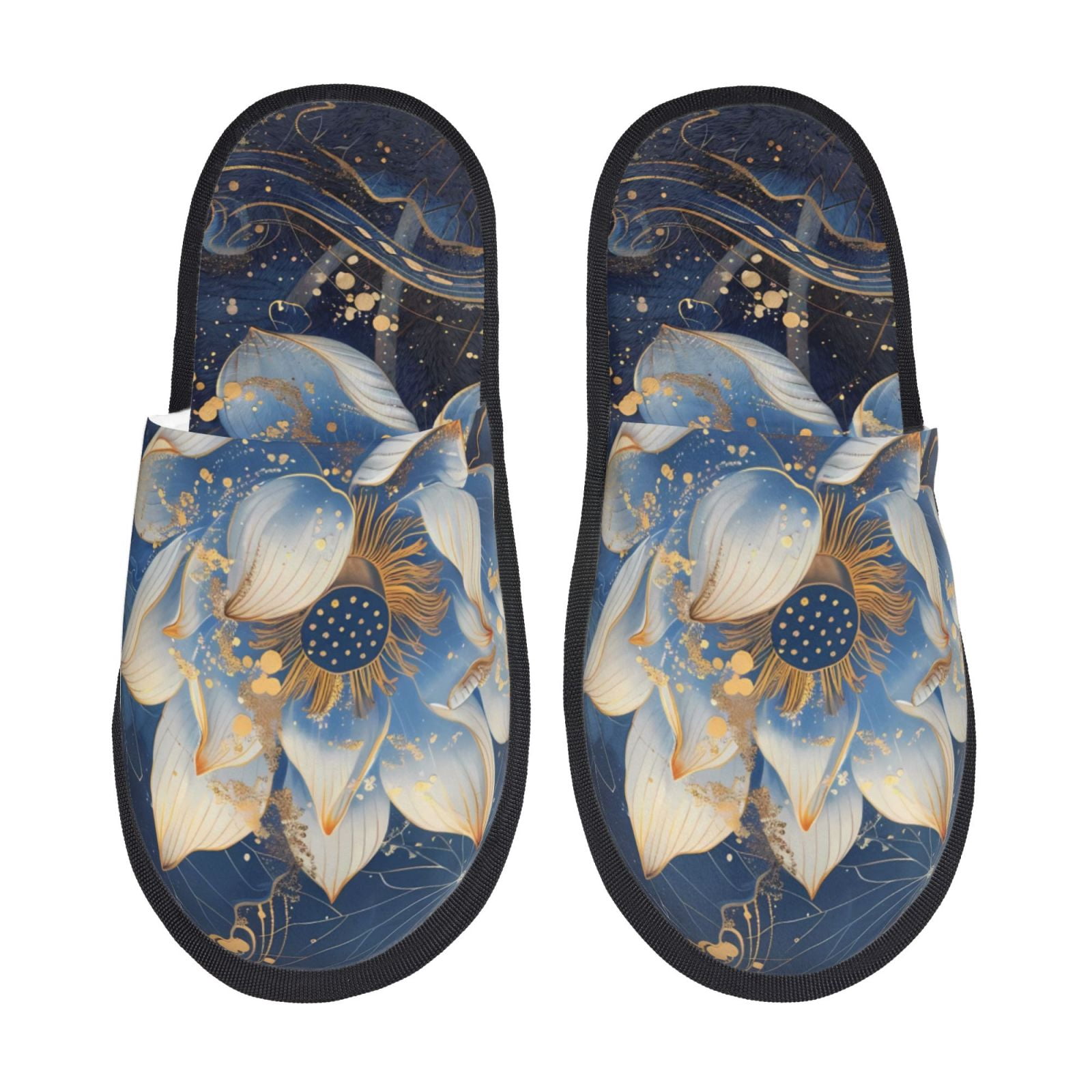 Bixox Men's Women's Blue Golden Dream Lotus Patterned Plush House ...