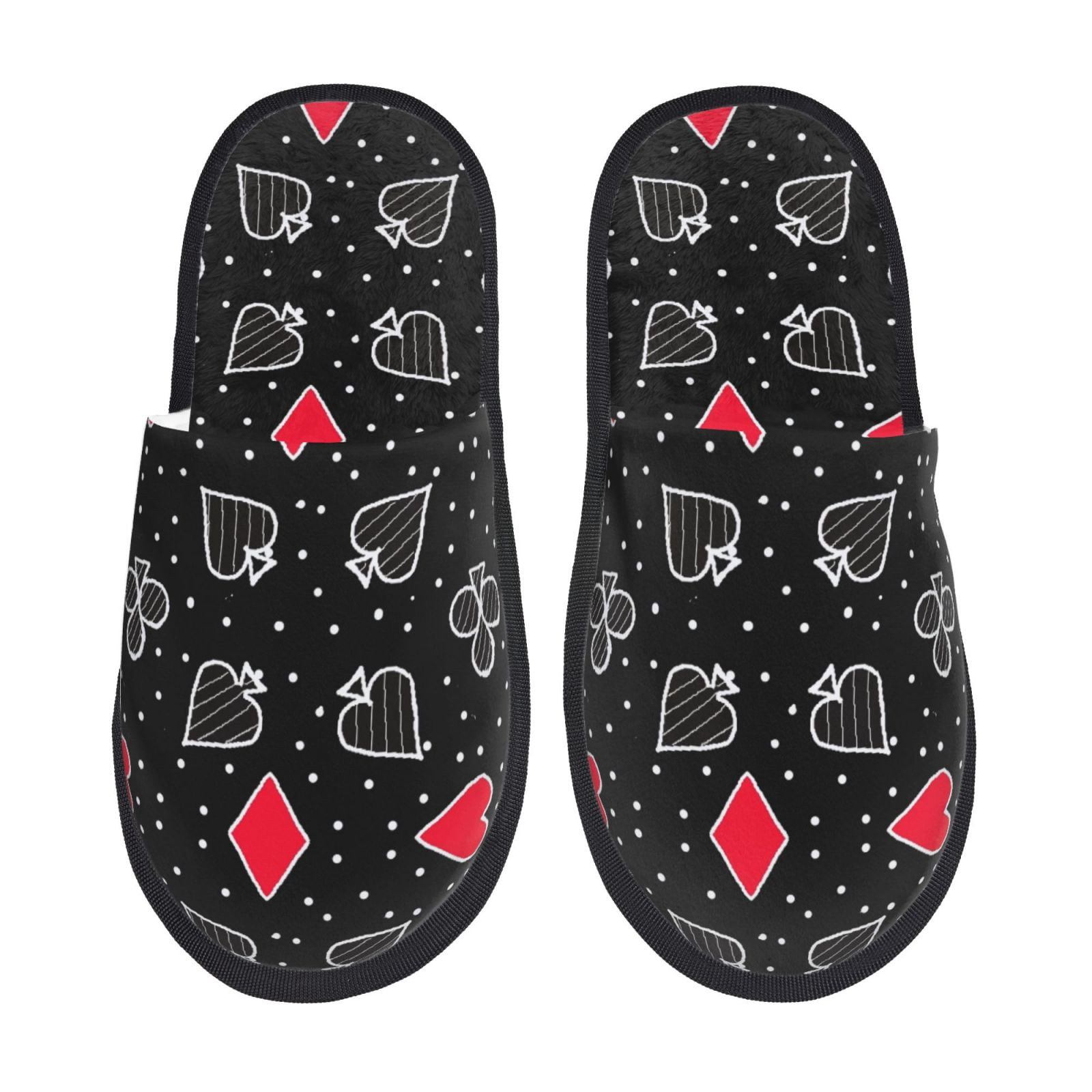 Bixox Men's Women's Card Suits Patterned Plush House Slippers, Memory ...