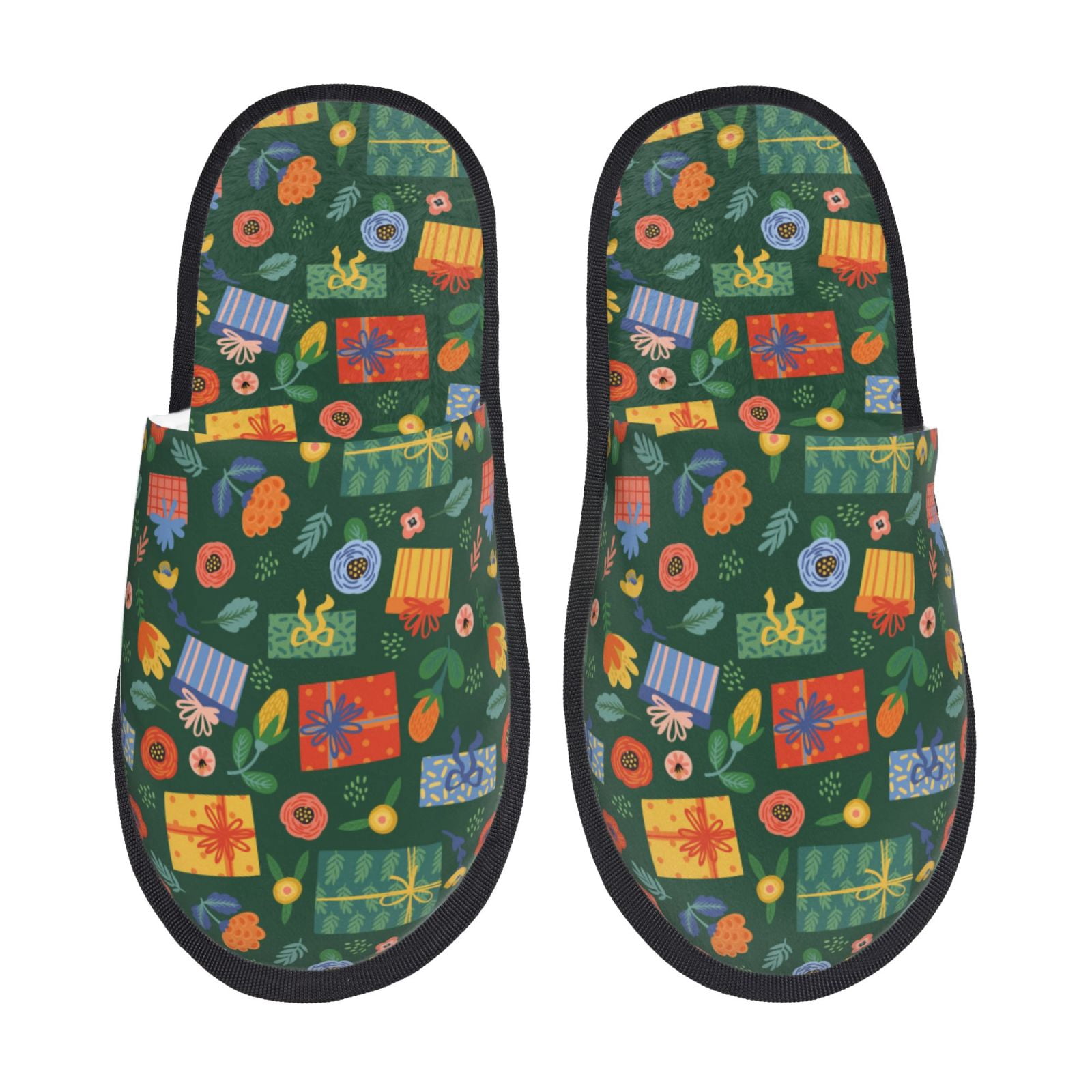 Bixox Men's Women's Christmas Gift Patterned Plush House Slippers ...