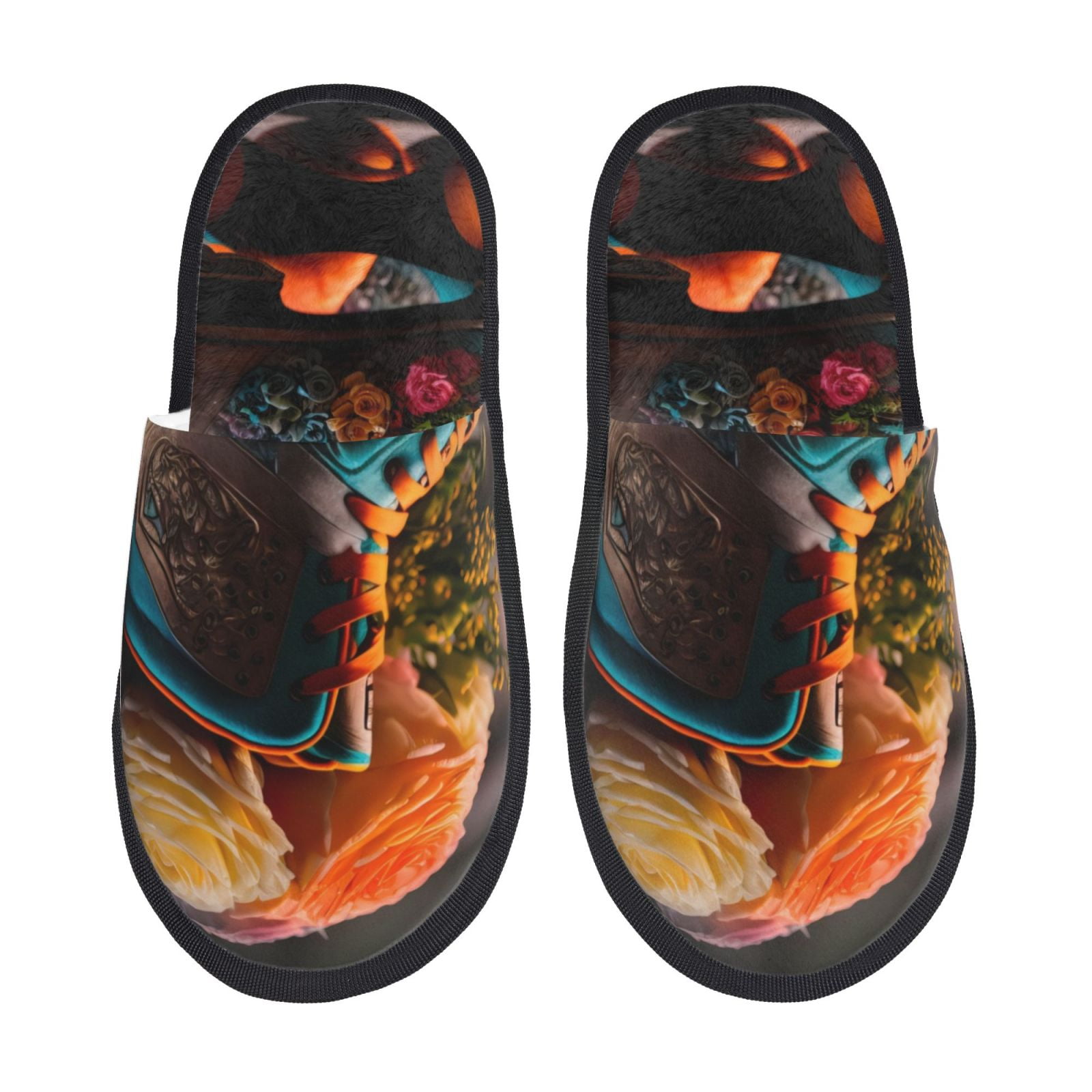 Bixox Men's Women's Classic Floral Blue Skate Shoes Patterned Plush ...