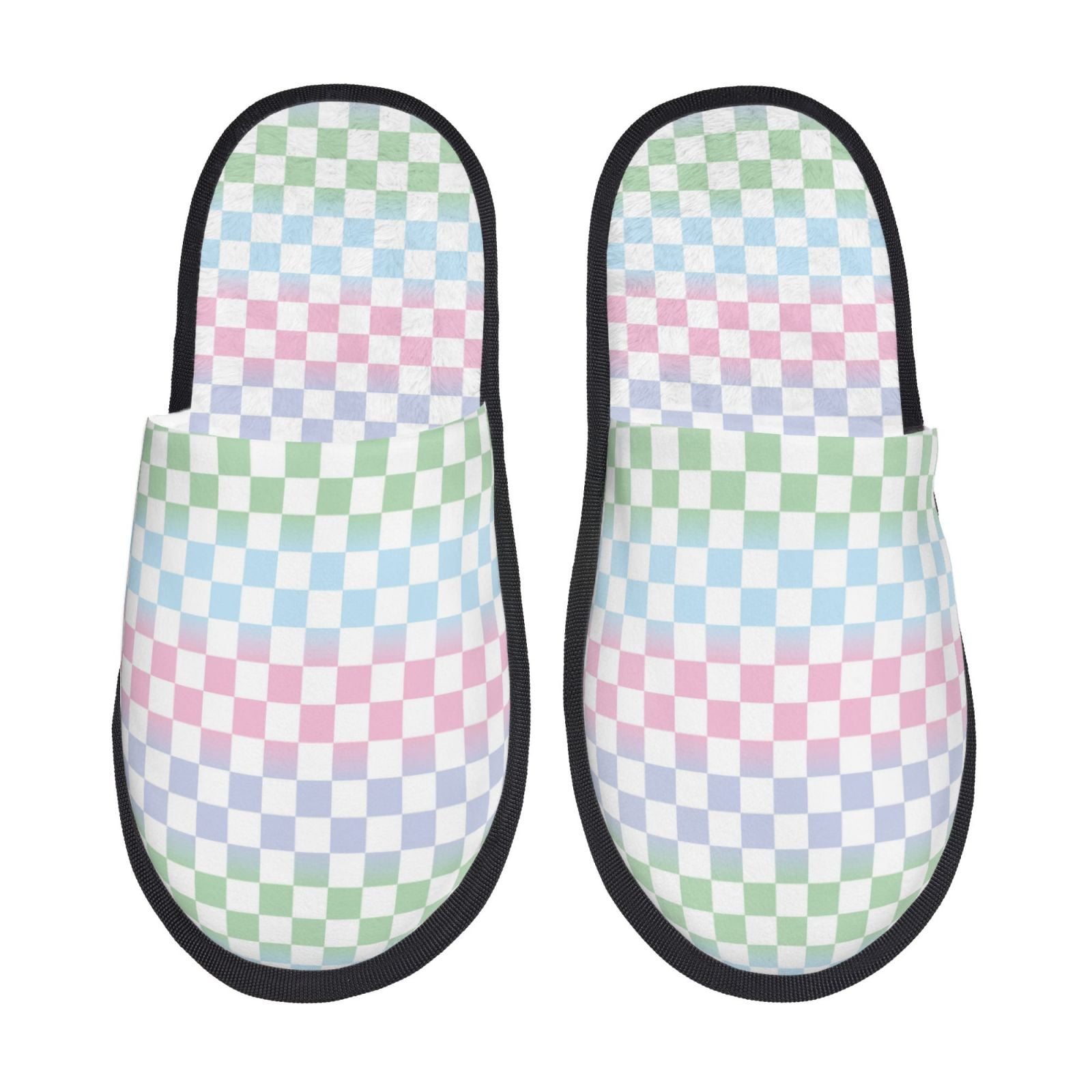 Bixox Men's Women's Colorful Checkerboard Patterned Plush House ...