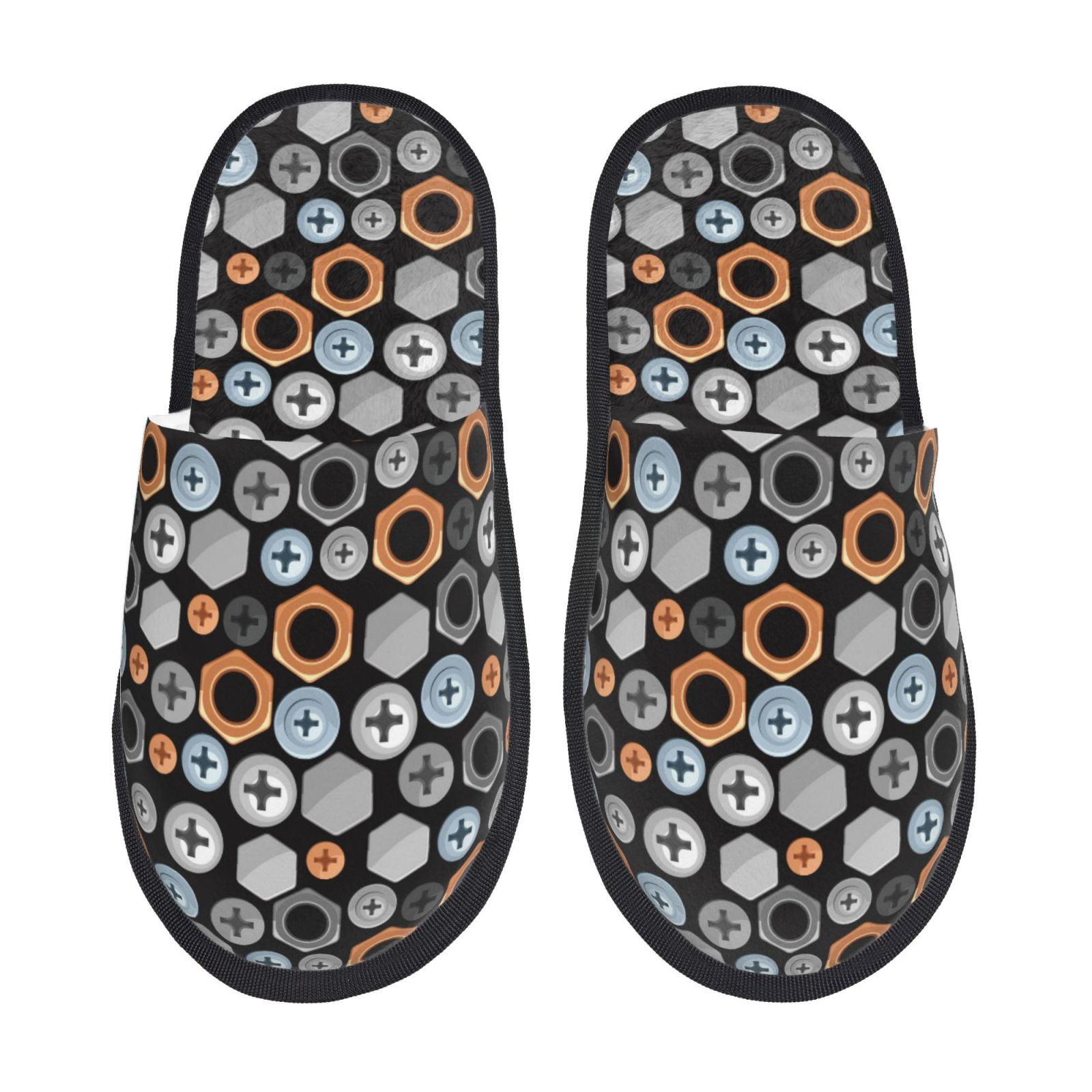 Bixox Men's Women's Colorful Screws Patterned Plush House Slippers ...