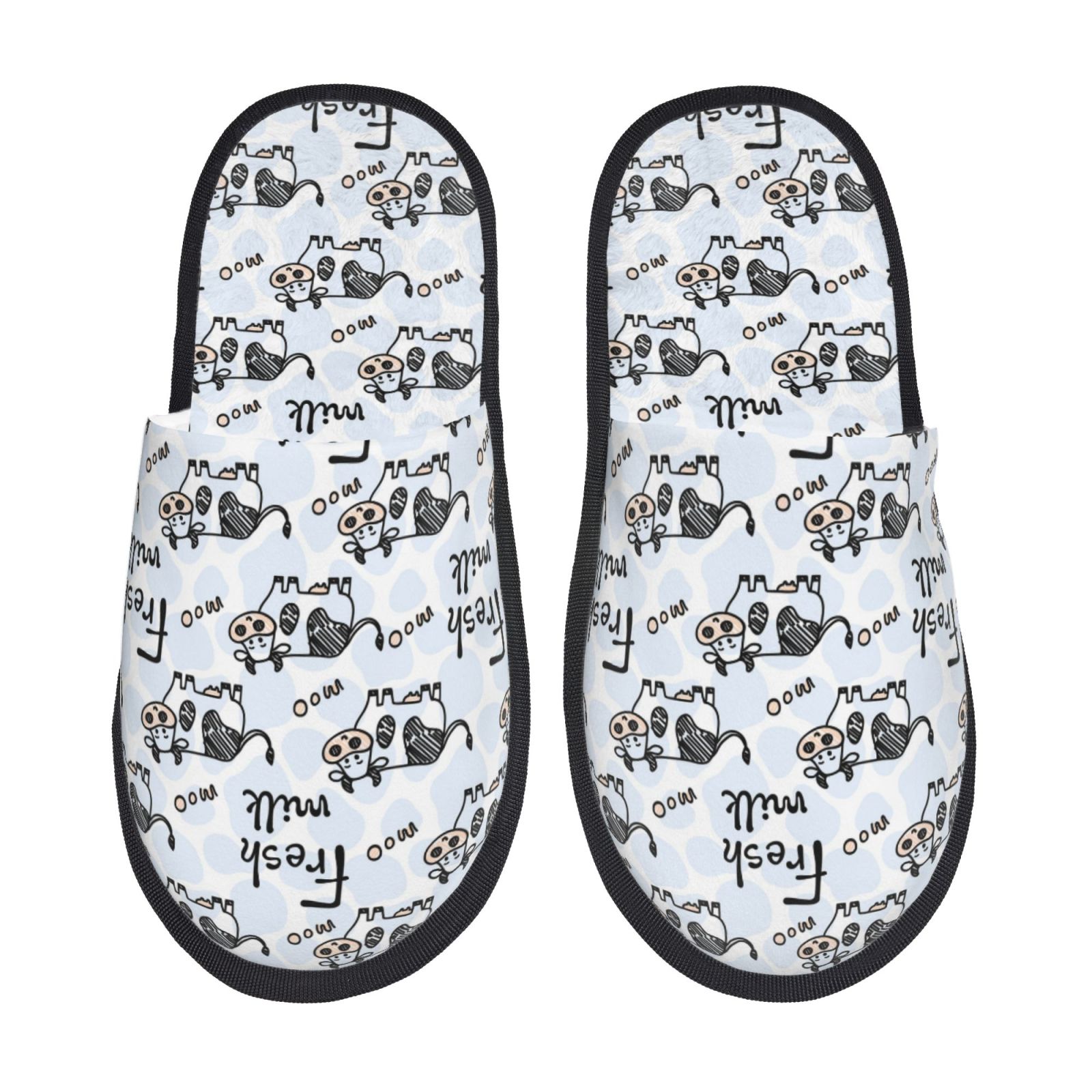 Bixox Men's Women's Cow With Fresh Milk Patterned Plush House Slippers ...