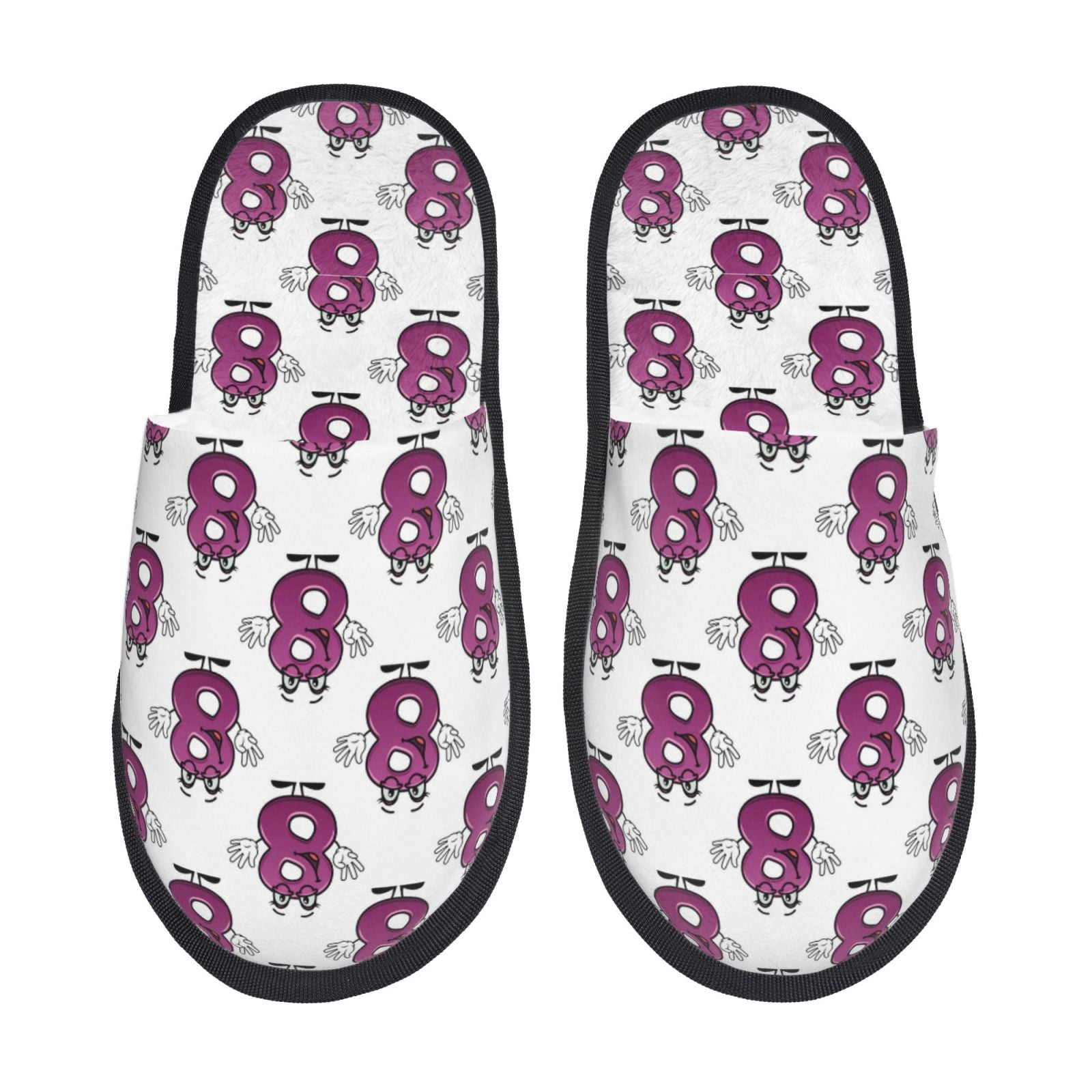 Bixox Men's Women's Cute Number 8 Patterned Plush House Slippers ...