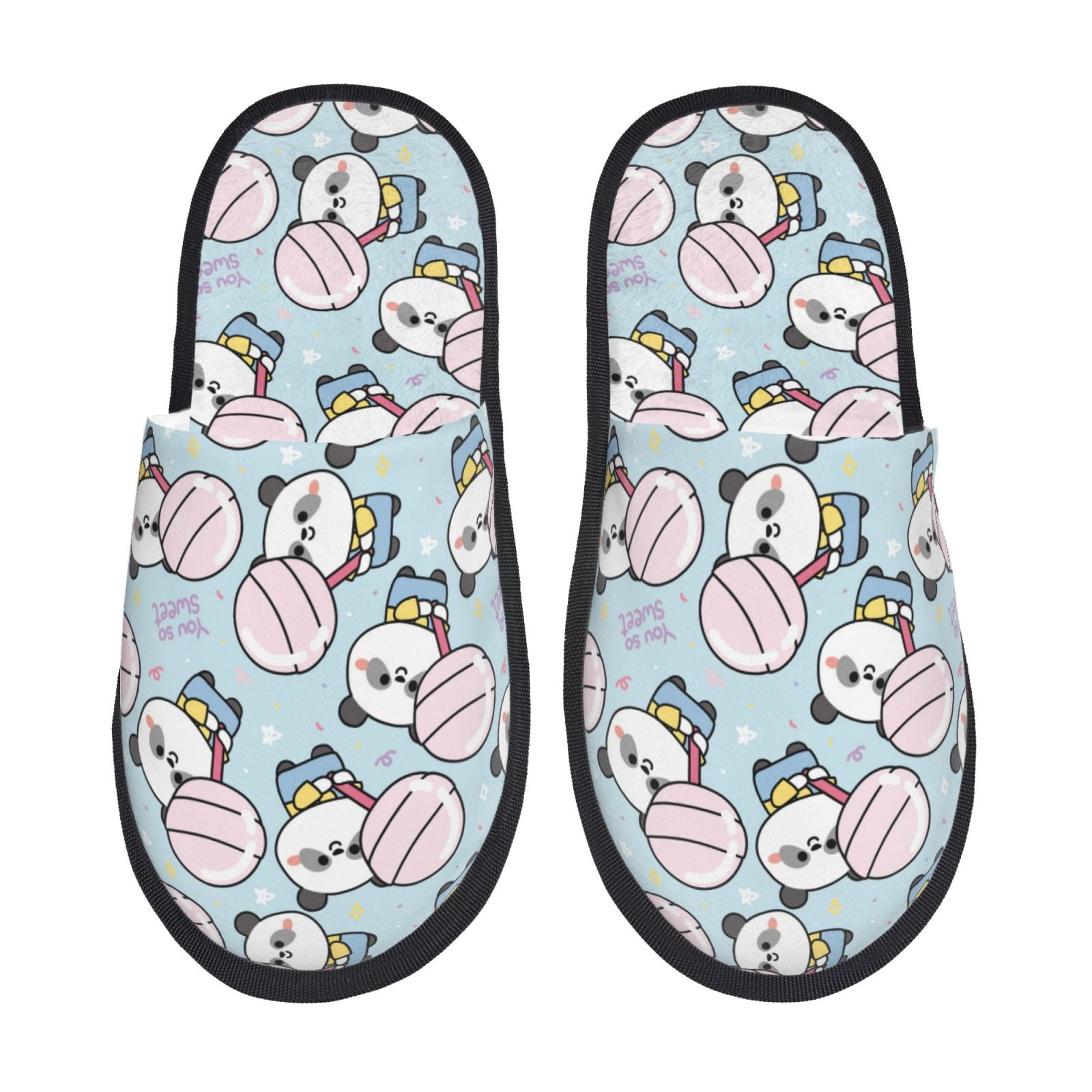 Bixox Men's Women's Cute Panda Bear Patterned Plush House Slippers ...