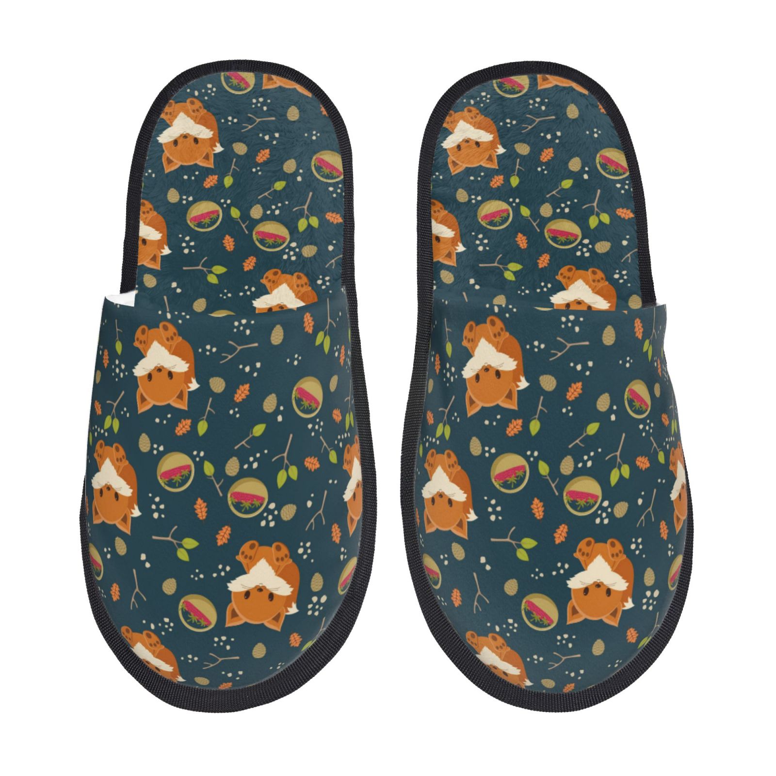 Bixox Men's Women's Cute plant fox Patterned Plush House Slippers ...