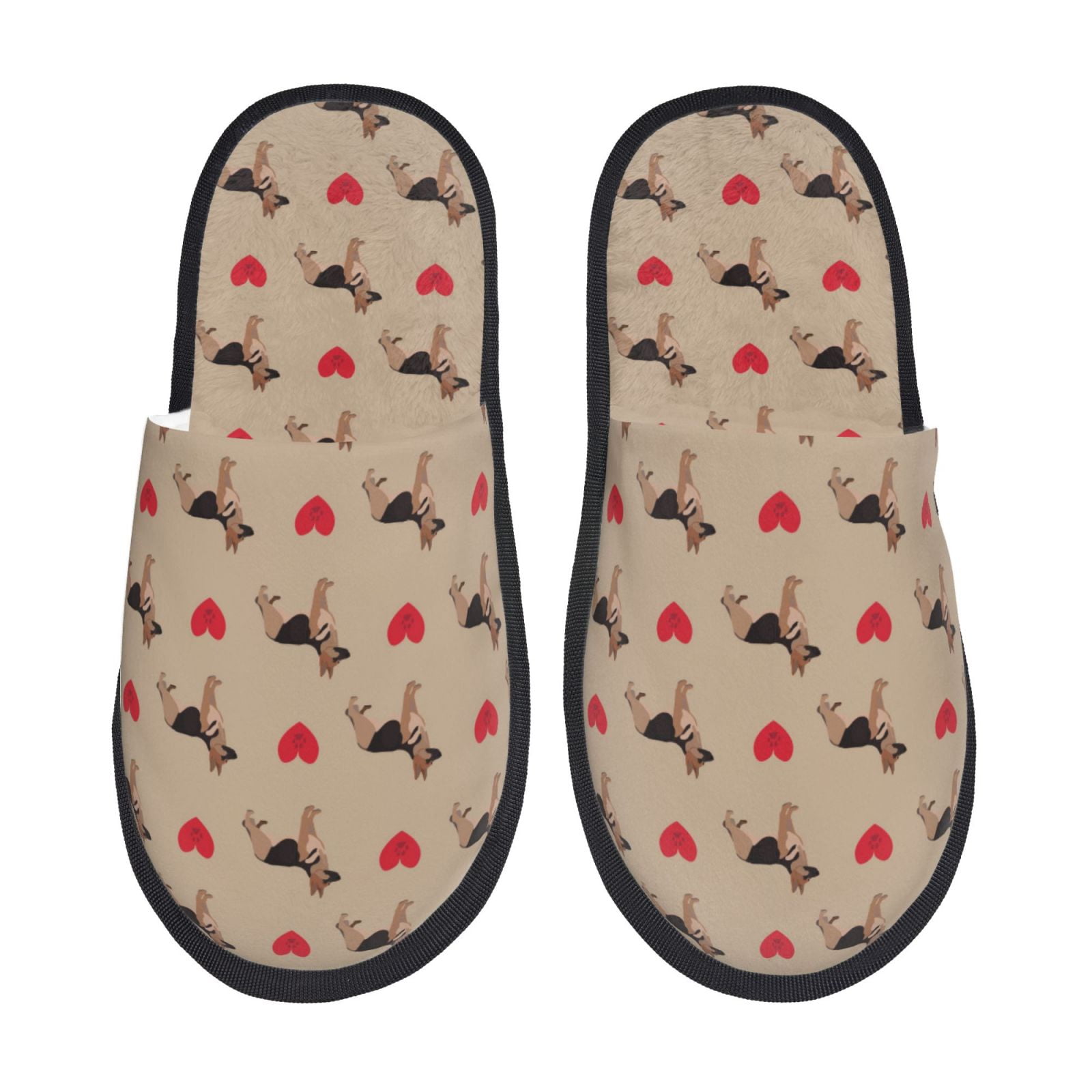 Bixox Men's Women's German Shepherd Dog Patterned Plush House Slippers ...