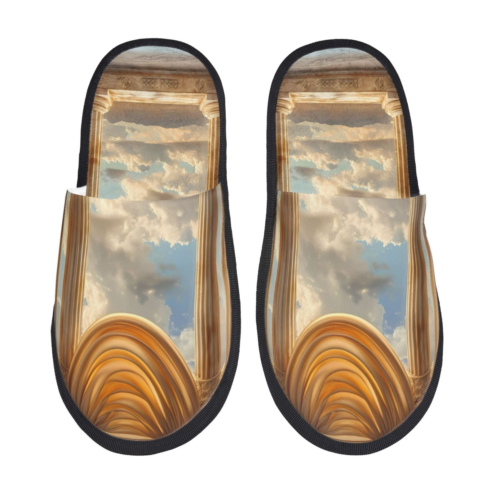 Bixox Men's Women's Golden Drapes Pillars Clouds Patterned Plush House ...