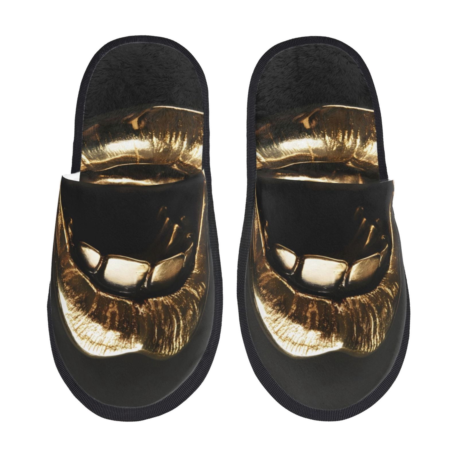 Bixox Men's Women's Golden Lips Modern Sculpture Patterned Plush House ...