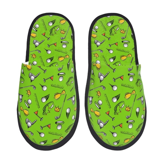Bixox Men's Women's Golf Sport Club Patterned Plush House Slippers ...