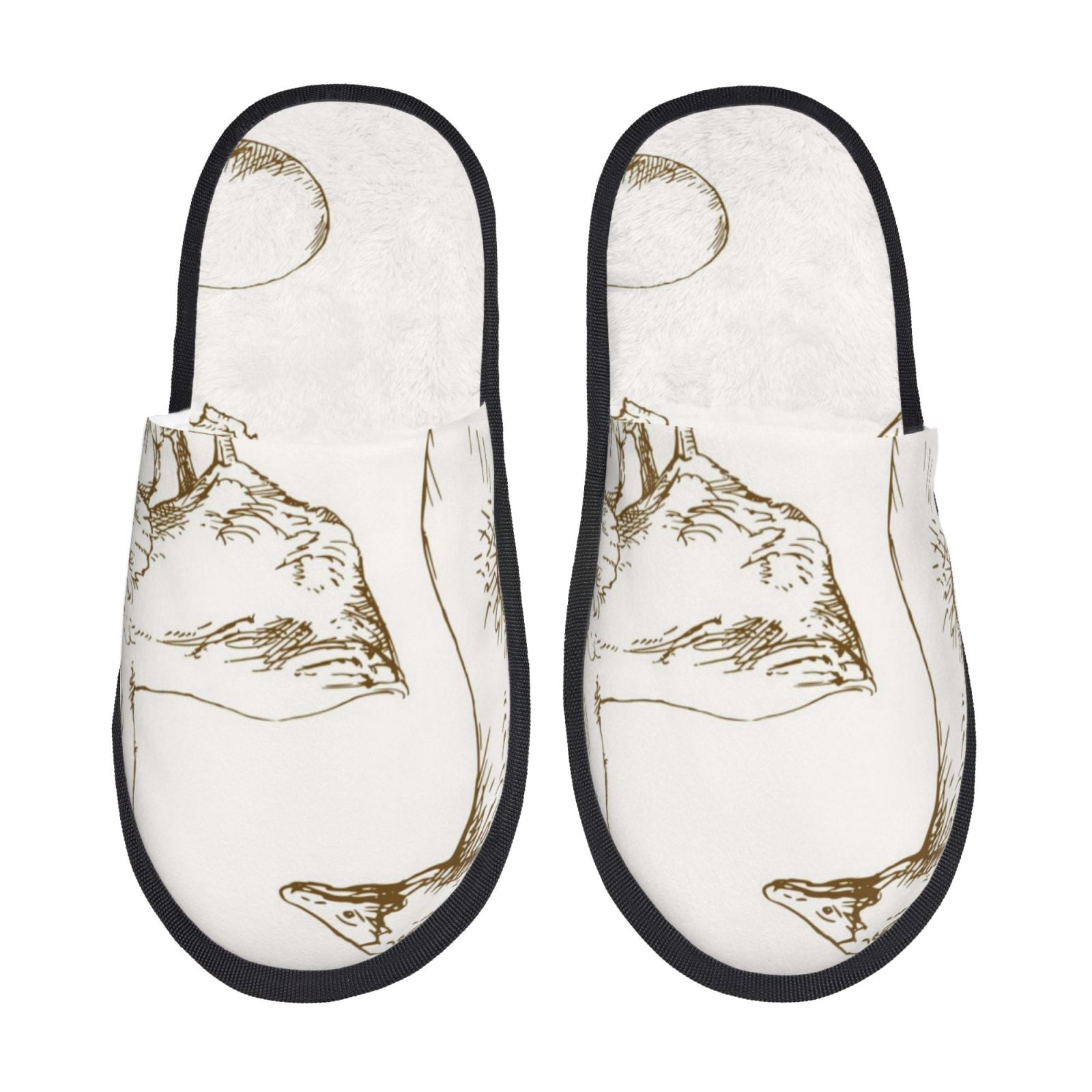 Bixox Men's Women's Hand Drawn Goose Patterned Plush House Slippers ...