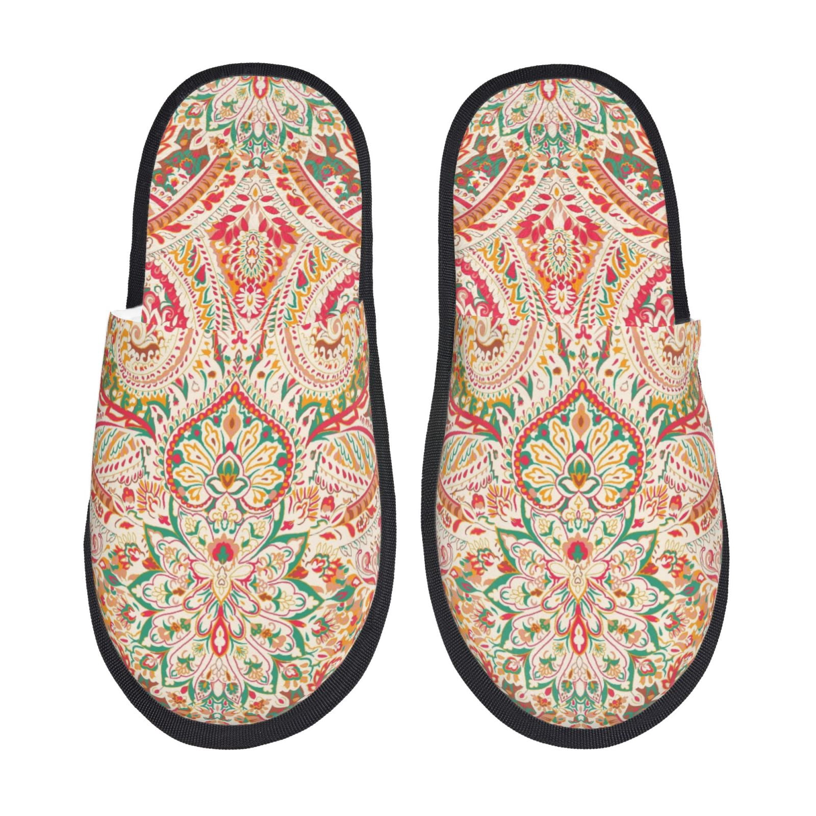 Bixox Men's Women's Indian Paisley 1 Patterned Plush House Slippers ...